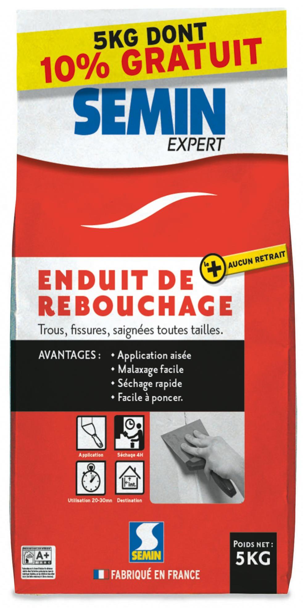 Enduit de rebouchage en poudre SEMIN 5 kg | Leroy Merlin