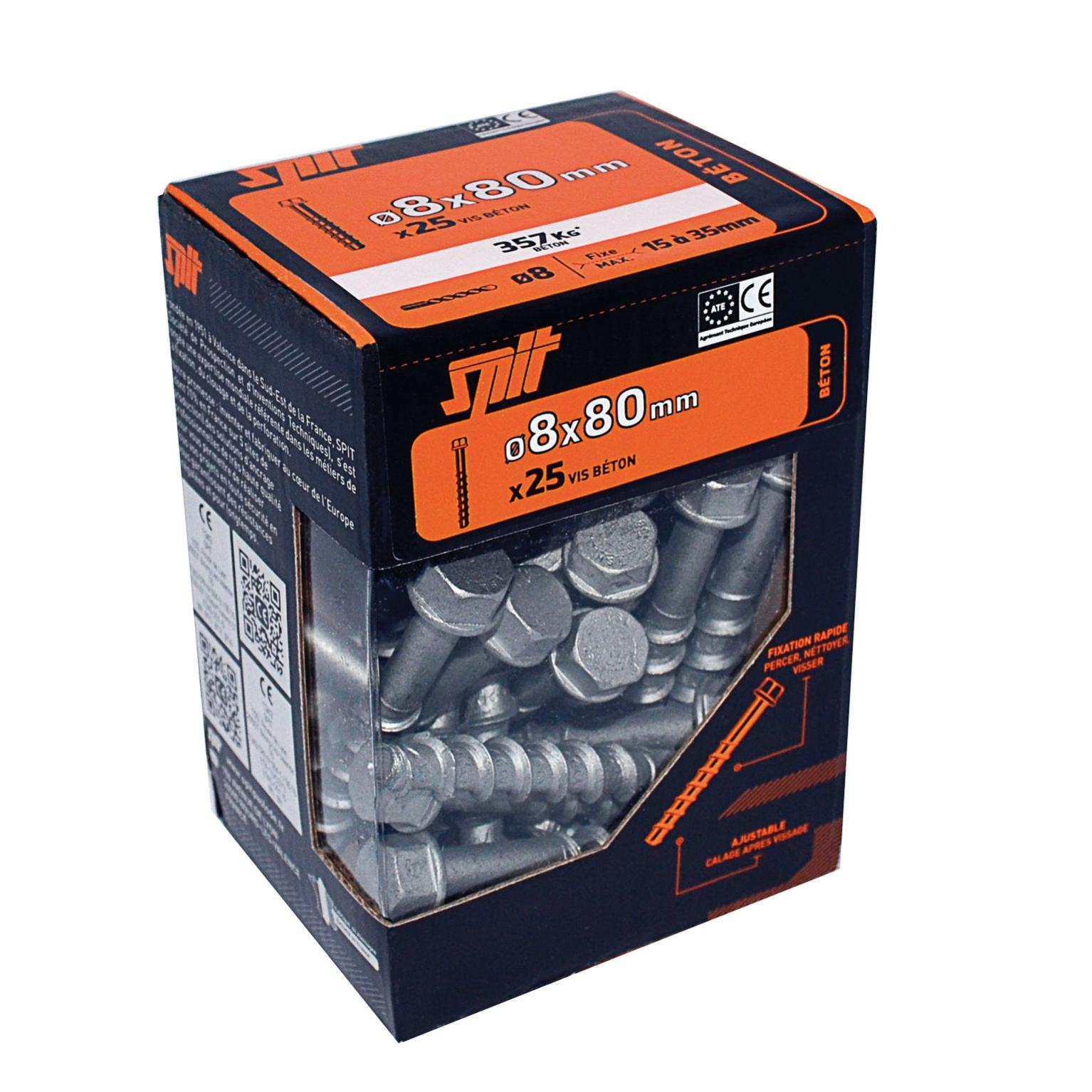 Lot de 25 vis SPIT, Diam.8 x L.90 mm | Leroy Merlin