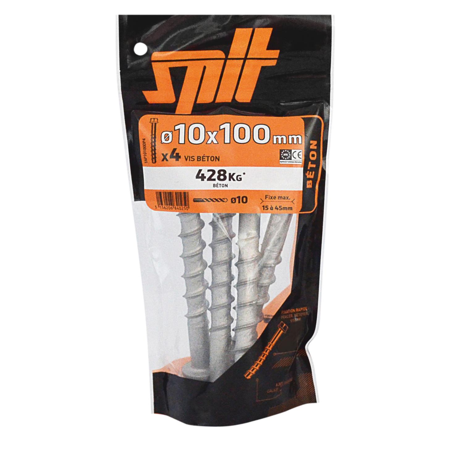 Lot de 4 vis tapcon SPIT, Diam.10 x L.100 mm | Leroy Merlin