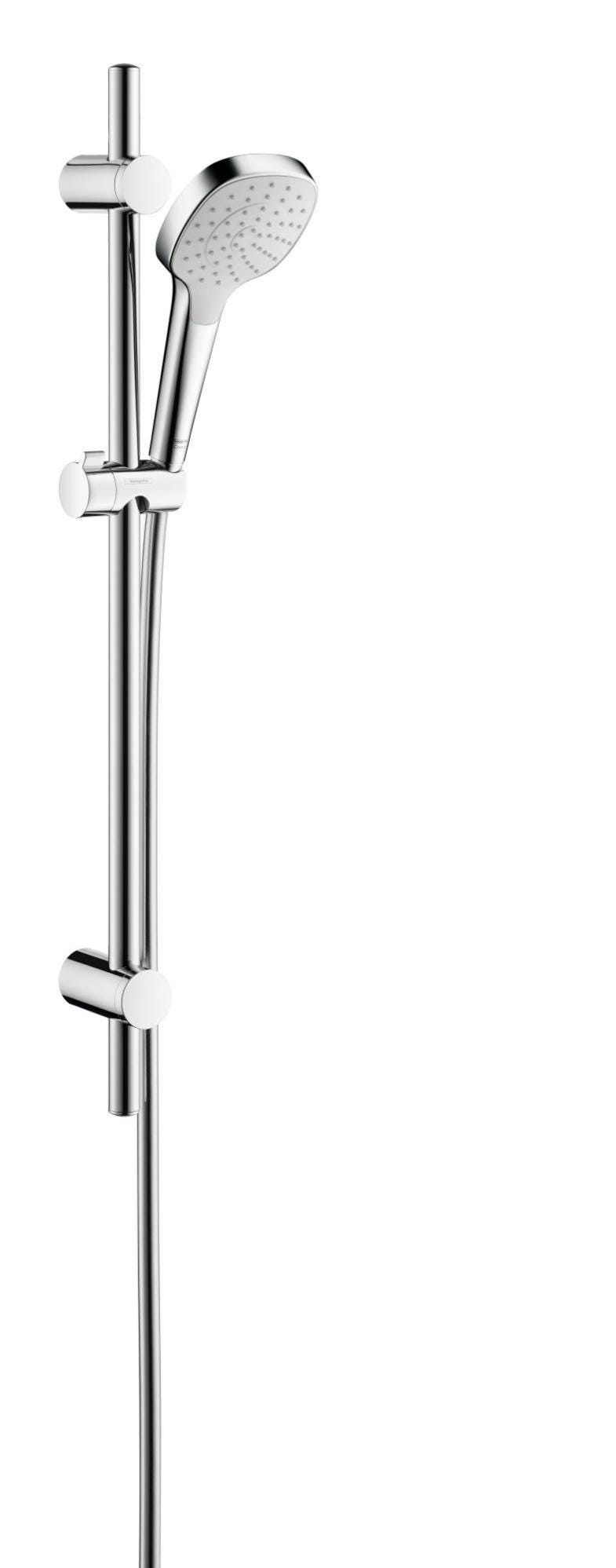 Pommeau De Douche 1 Jet Flexible Et Barre Chrome Blanc Hansgrohe