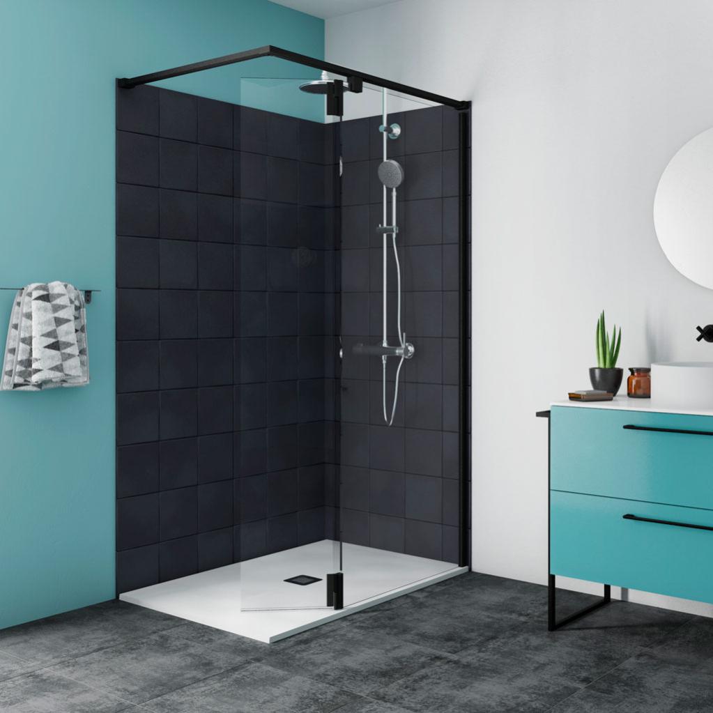 Douche à l'italienne Eliseo, avec receveur kioto2 blanc 90X120 cm ...