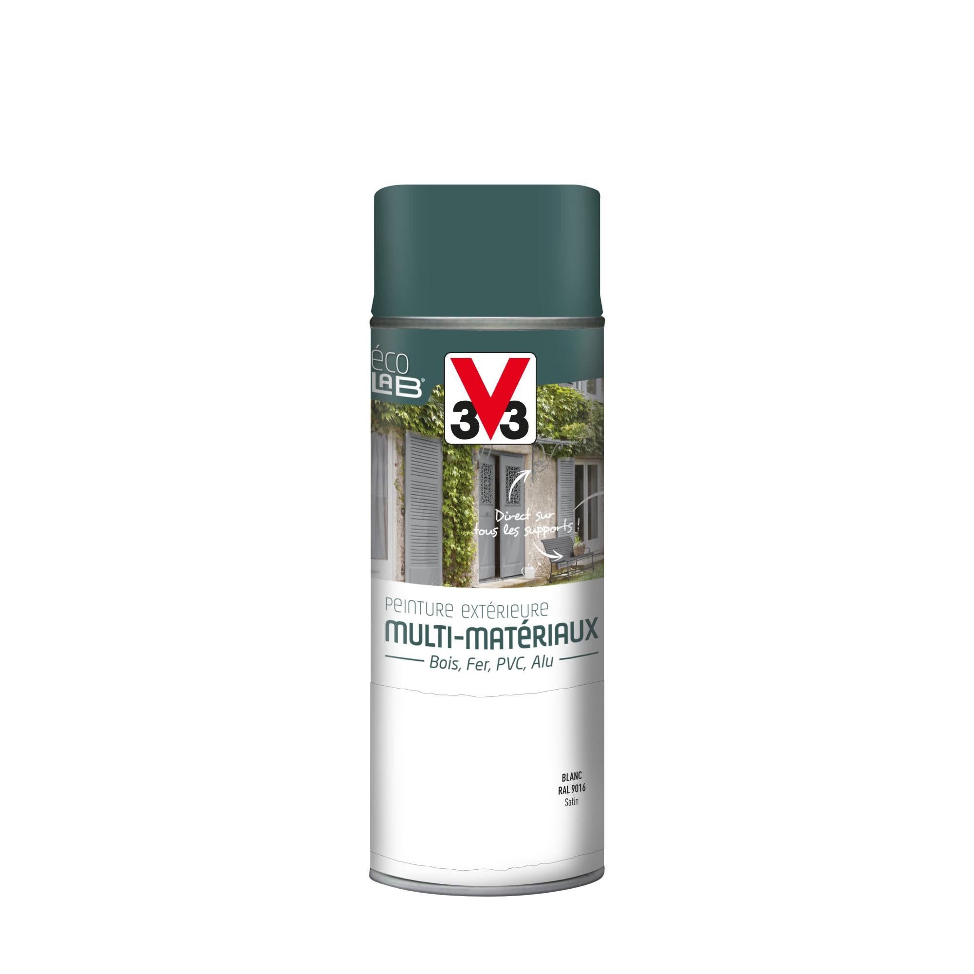 Bombe de peinture Multi-matériaux décolab® V33 blanc RAL 9016 satiné ...