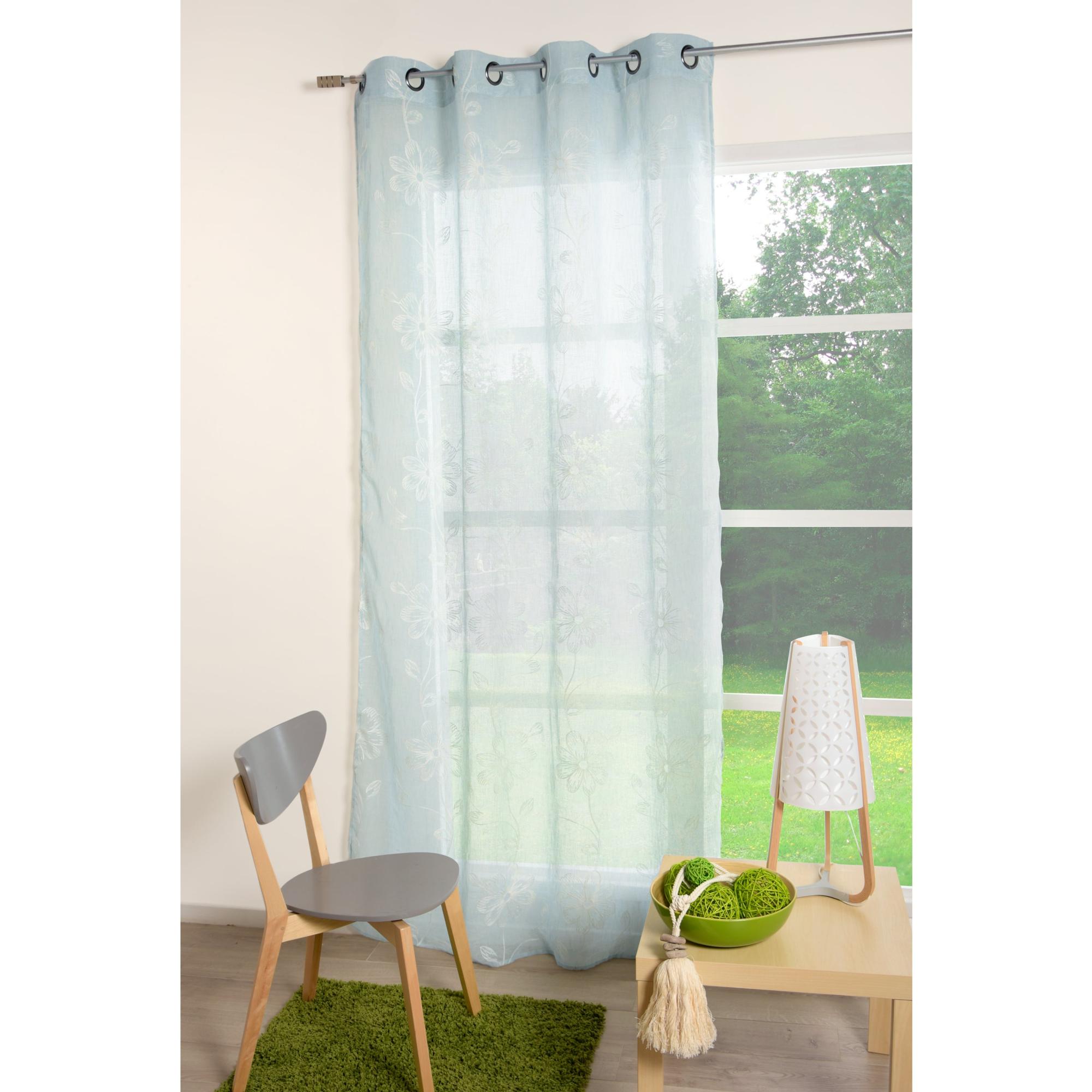 Voilage transparent, Natural bleu l.140 x H.245 cm | Leroy Merlin