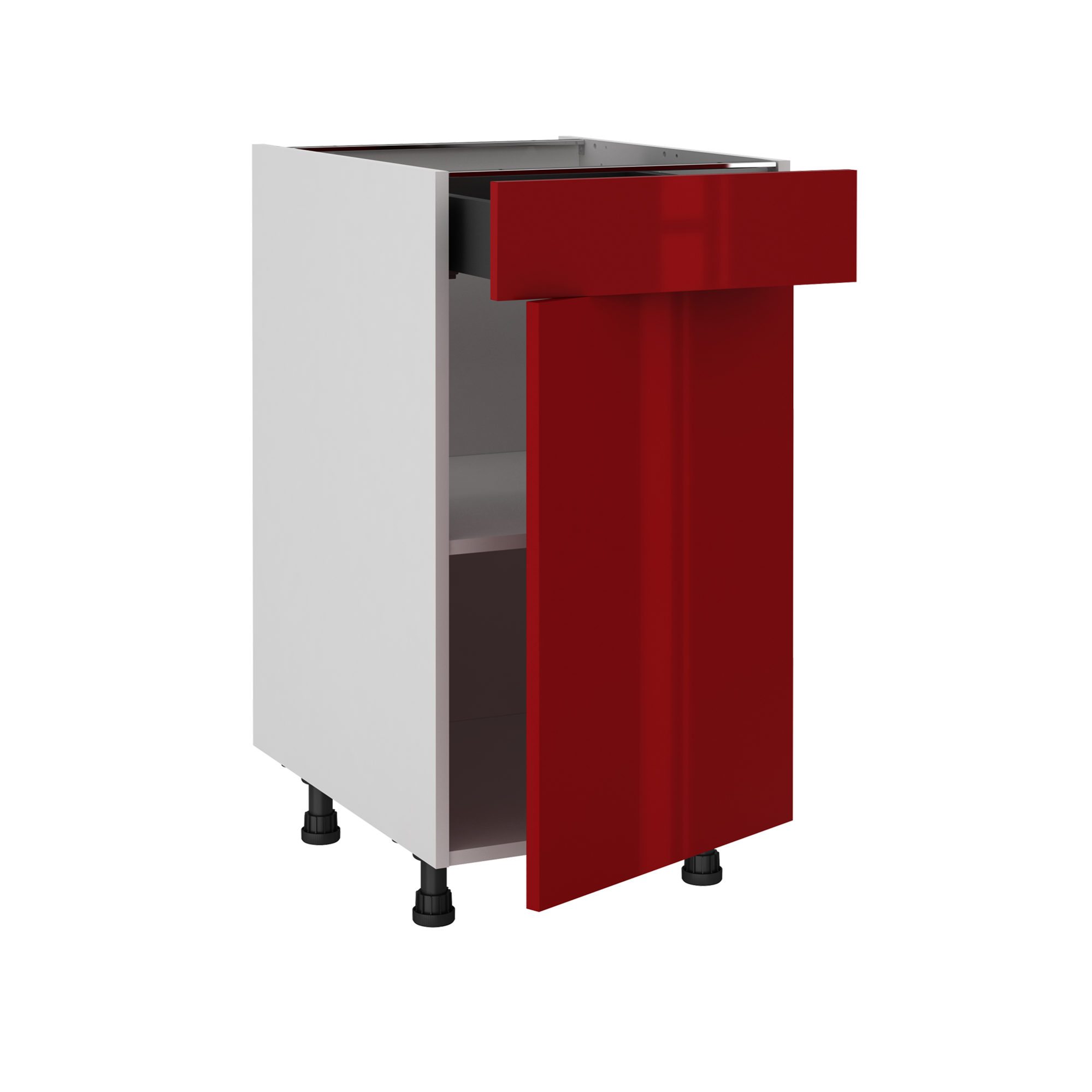 Meuble bas de cuisine Sevilla rouge, 1 porte et 1 tiroir H.77 l.45 cm x ...