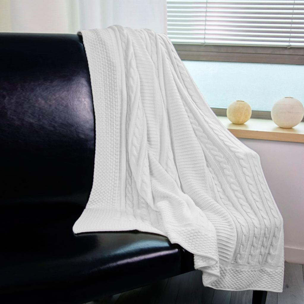 Plaid Shetland, blanc l.140 x L.180 cm | Leroy Merlin