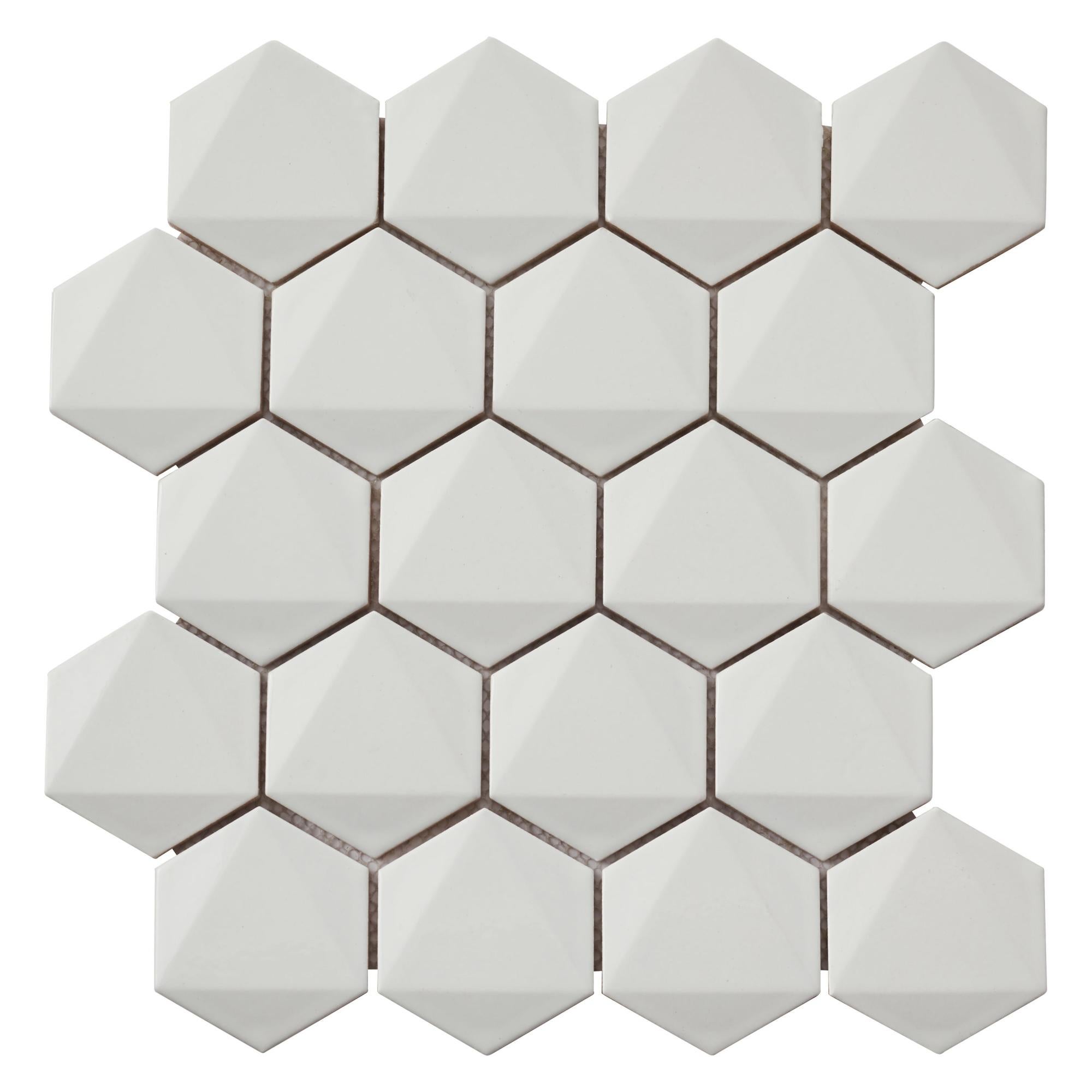 Mosaïque mur Hexagon blanc 28.5 x 31.2 cm ARTENS | Leroy Merlin