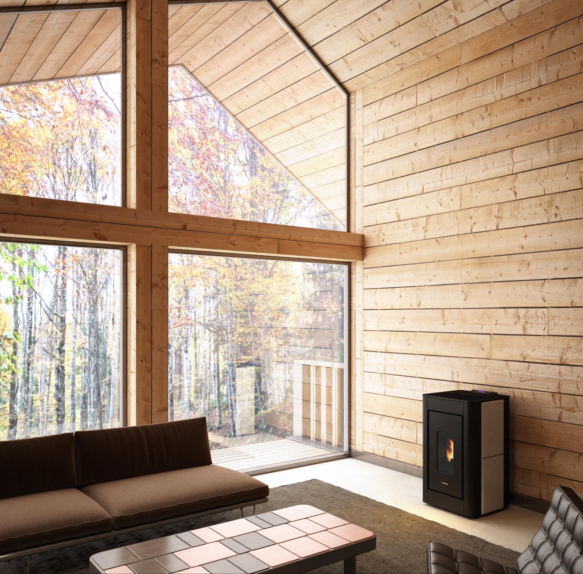 Poêle à granulés FREEPOINT Pretty airtight gris 8.6 kW | Leroy Merlin