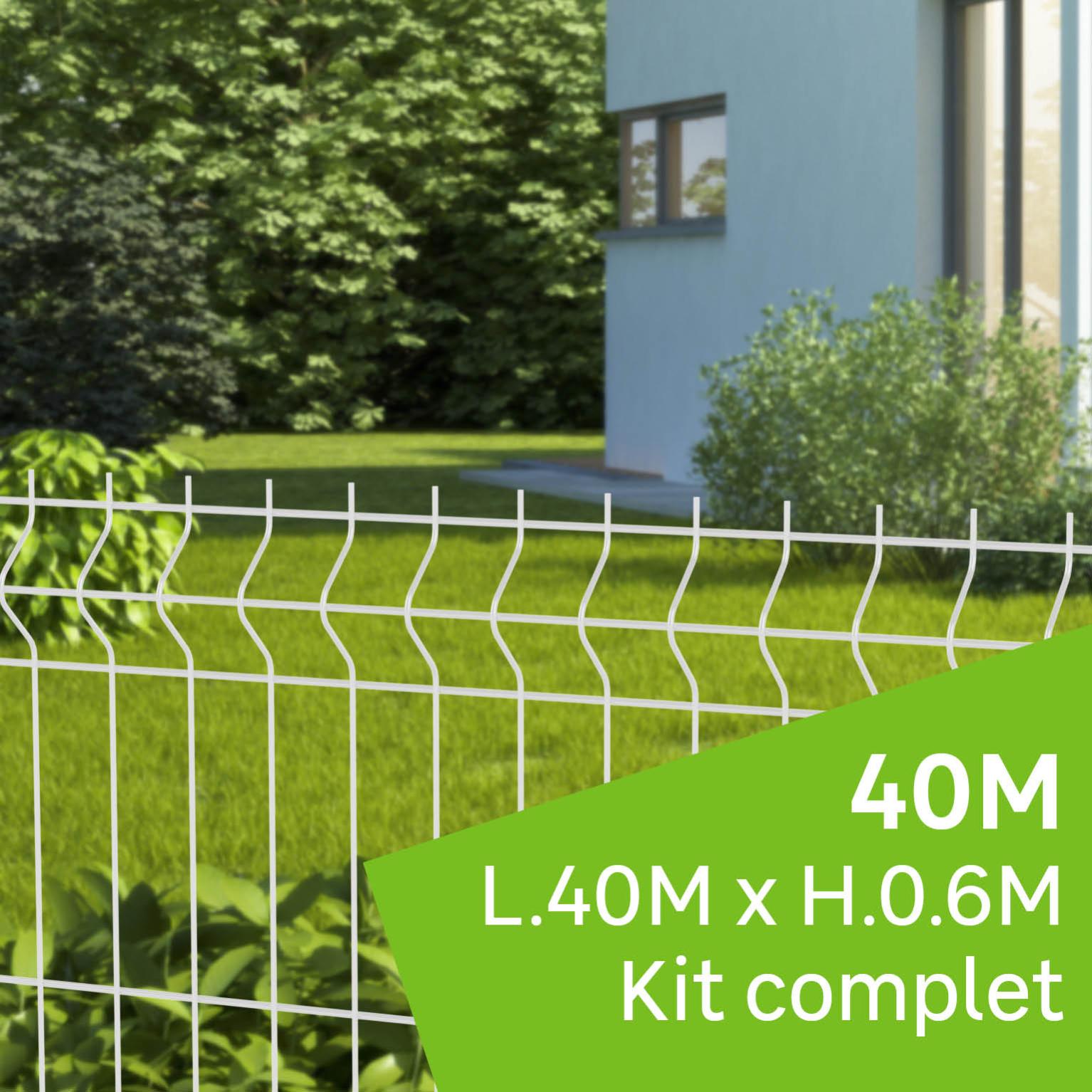 Kit grillage rigide 40 m, Naterial blanc, H.0.6 m | Leroy Merlin