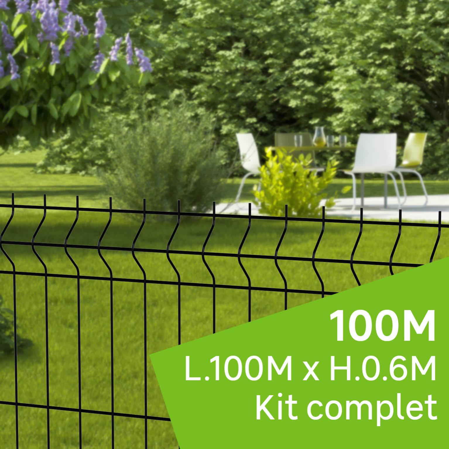 Kit grillage rigide 100 m à sceller, Naterial noir, H.0.6 m | Leroy Merlin