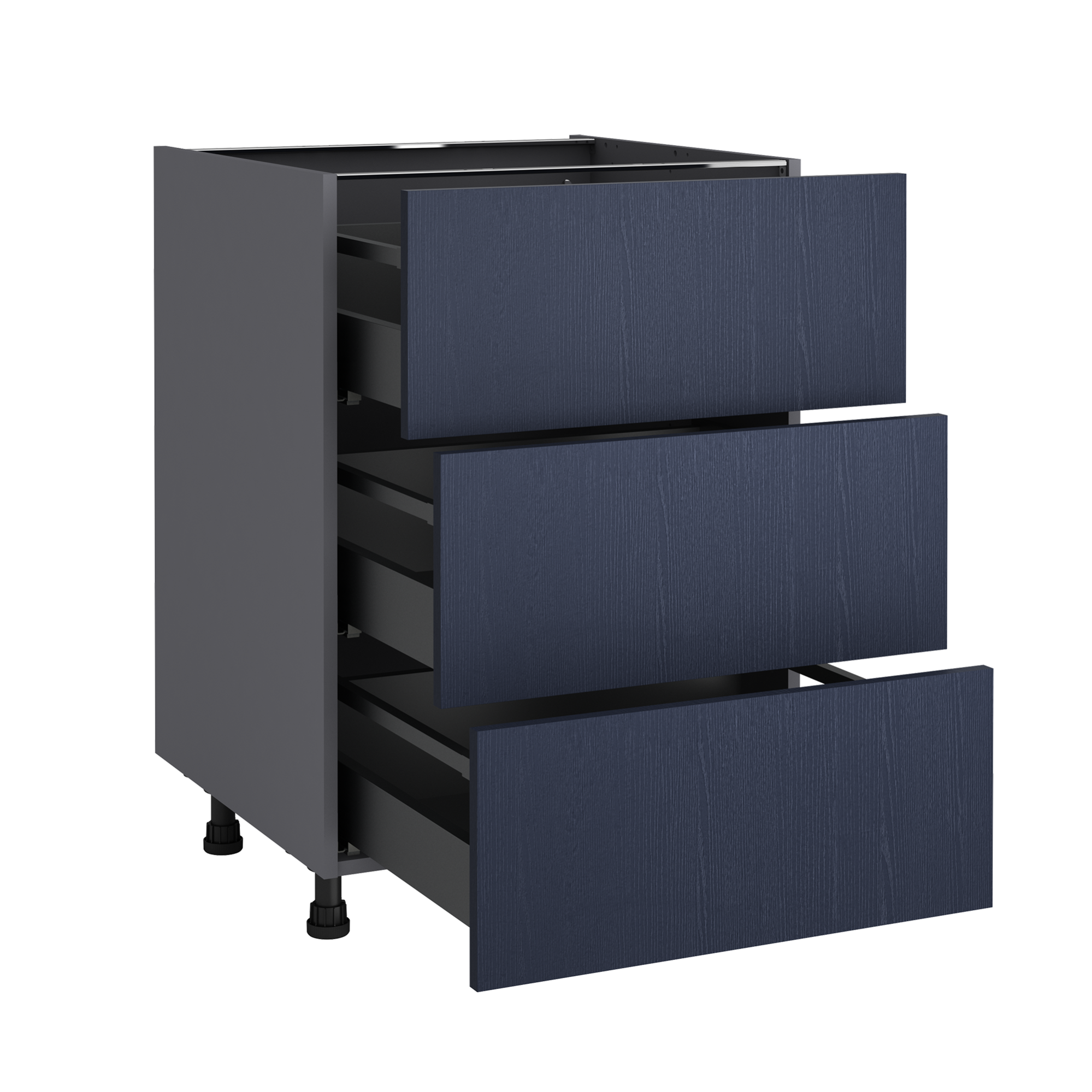 Meuble bas de cuisine Lugano bleu, 3 tiroirs H.77 x l.60 x p.58 cm ...