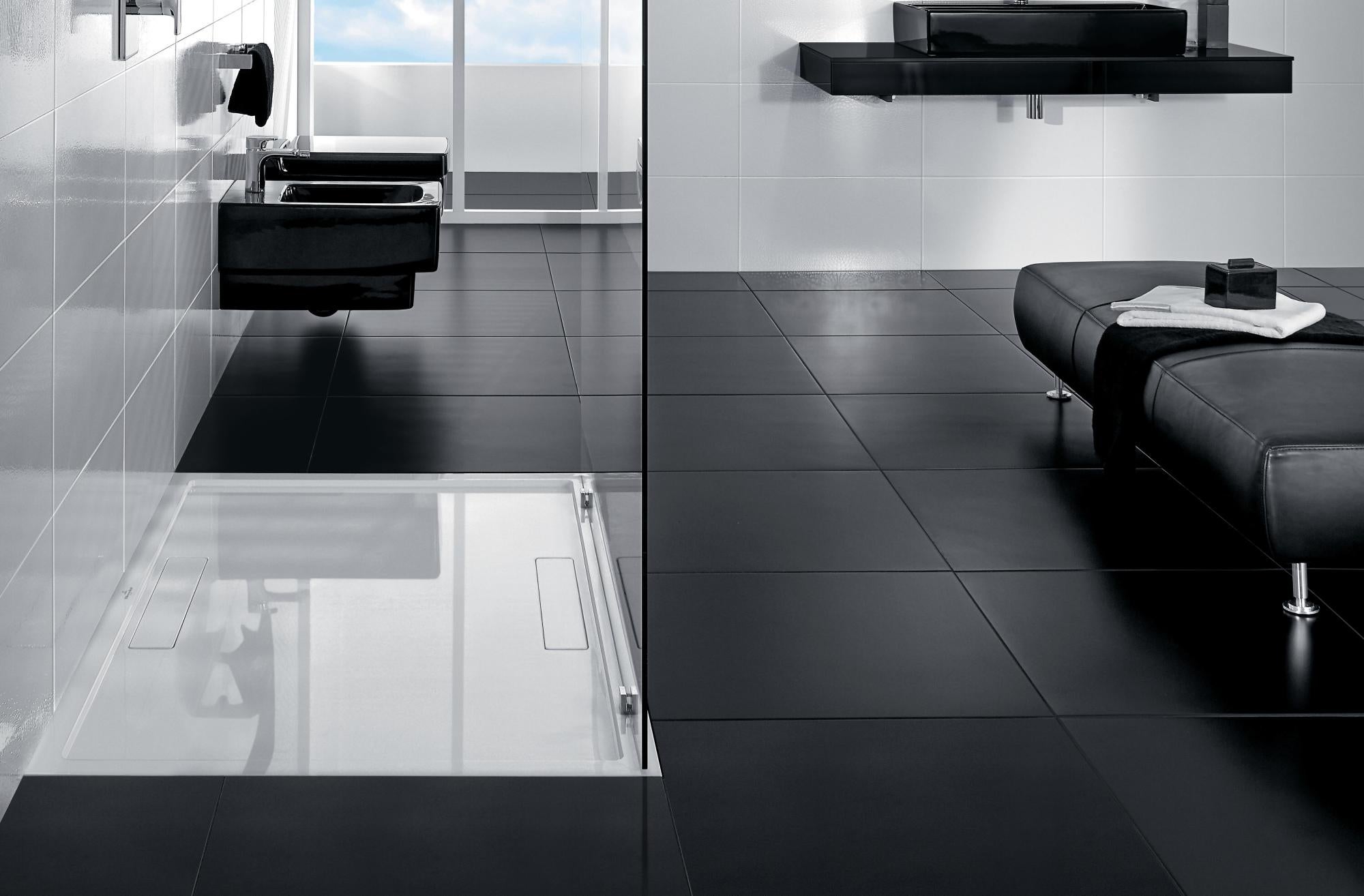 Receveur de douche, extraplat, quartz, blanc L.120 x l.90 cm, Squaro ...