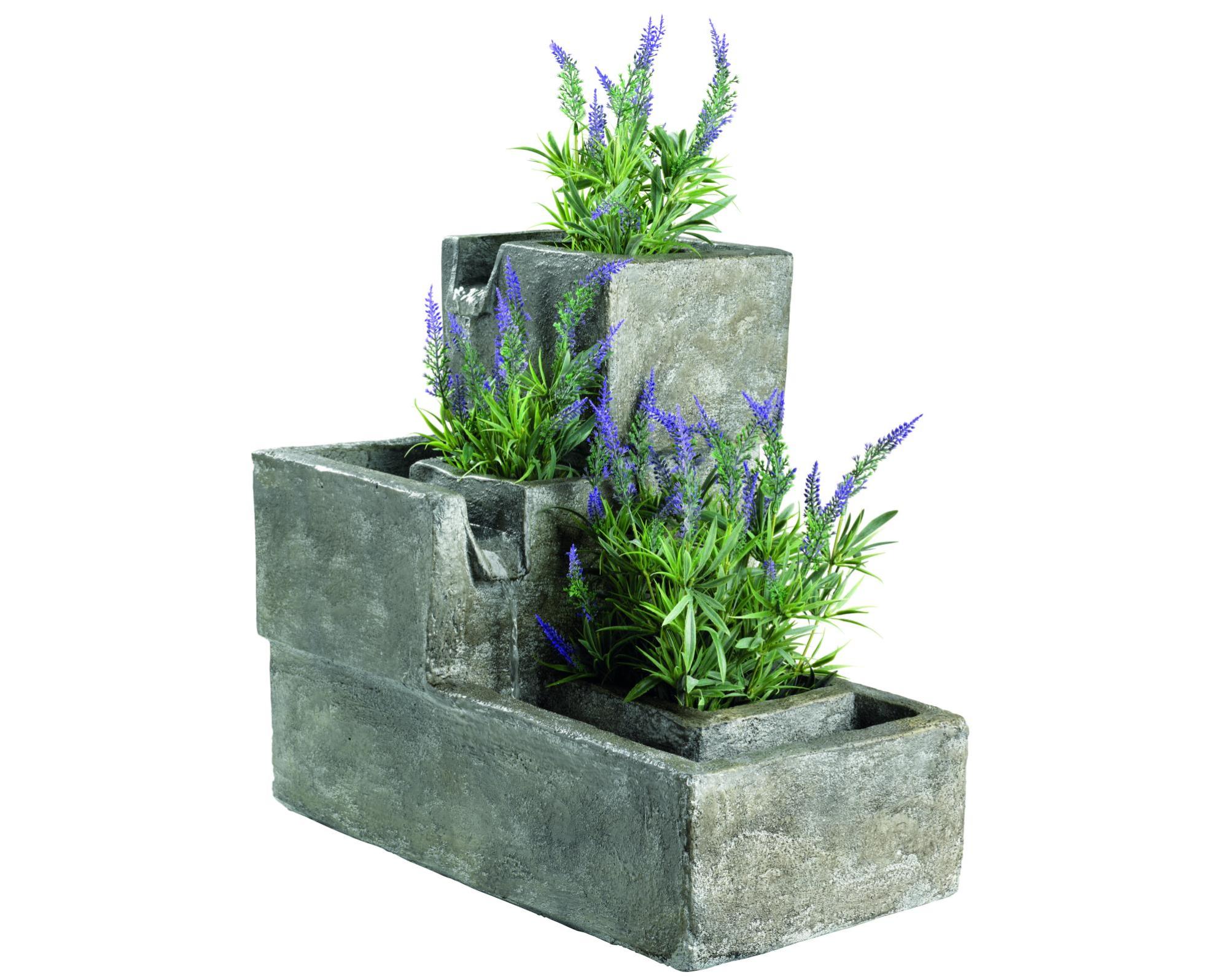 Fontaine en composite ciment verre cascade rectangle 35x50x44.5cm ...