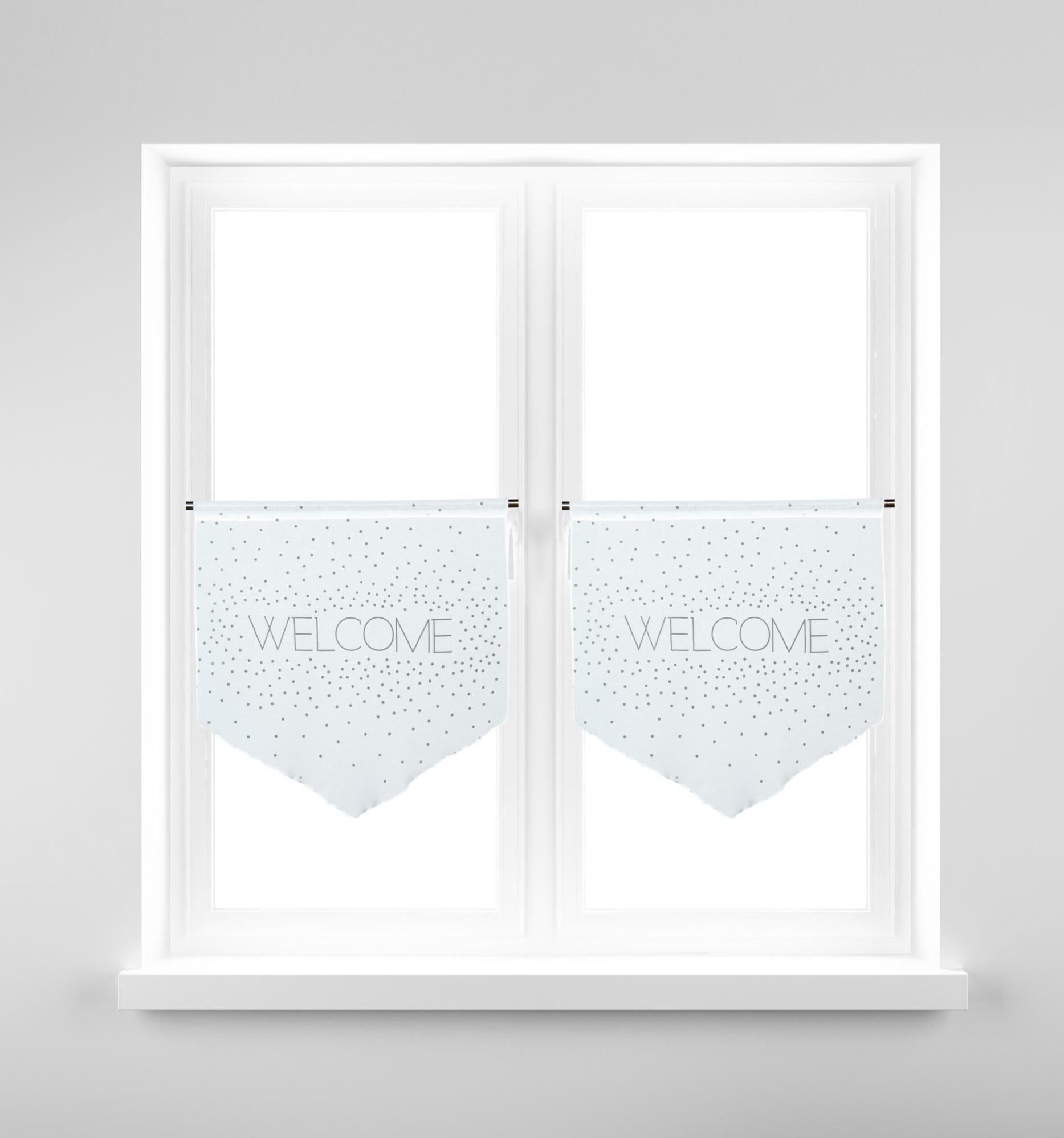 Paire de vitrages transparent, Welcome gris l.58 x H.60 cm | Leroy Merlin