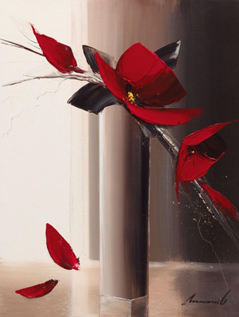 Affiche Bouquet rouge I, beige l.30 x H.40 cm | Leroy Merlin