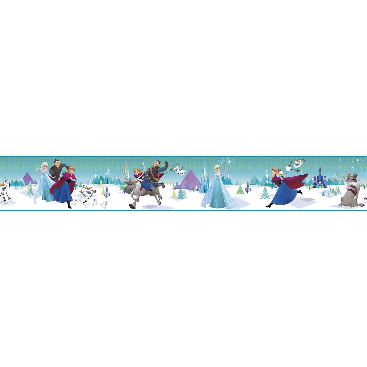 Frise, papier Disney reine des neiges vert, l.22.86 cm x L.4.57 m, vert ...