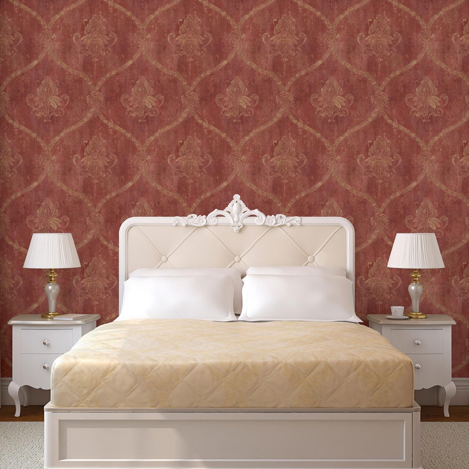 Papier peint papier Beaumanoir Médaillon rouge | Leroy Merlin