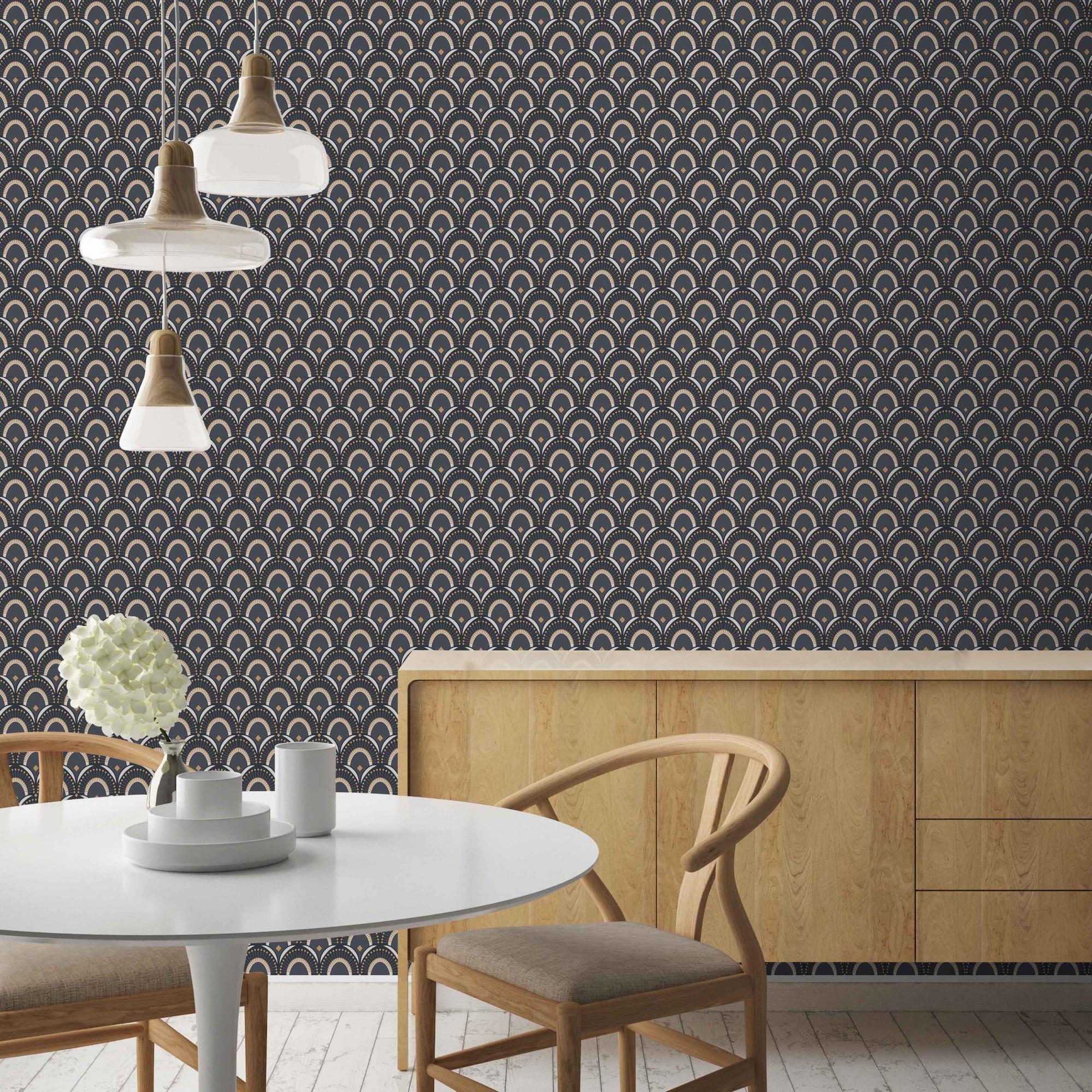 Papier peint vinyle sur intissé Pipa noir et doré | Leroy Merlin