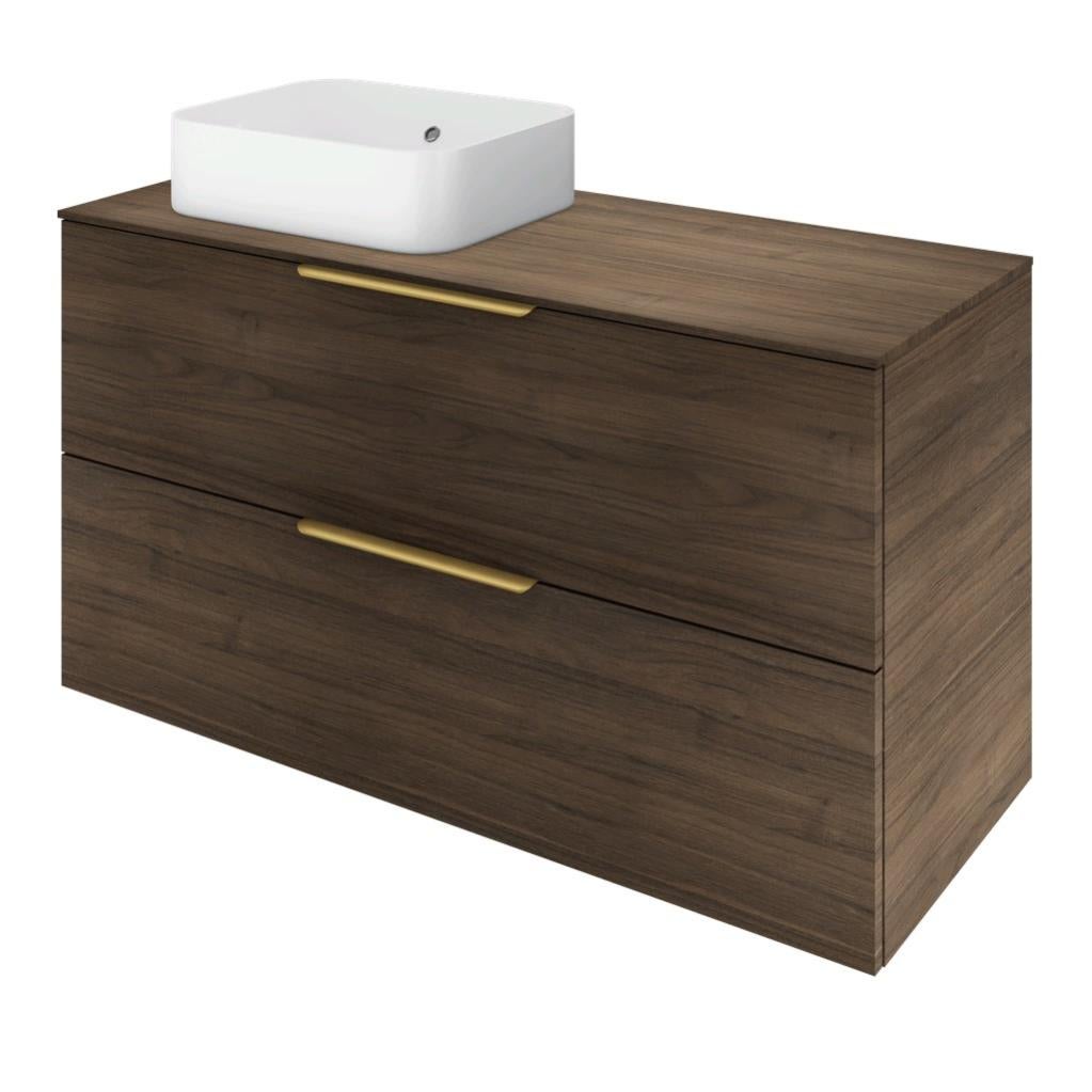 Meuble double vasque, 2t l.120 x H.65 x P.48 cm, effet noyer, Neo line ...