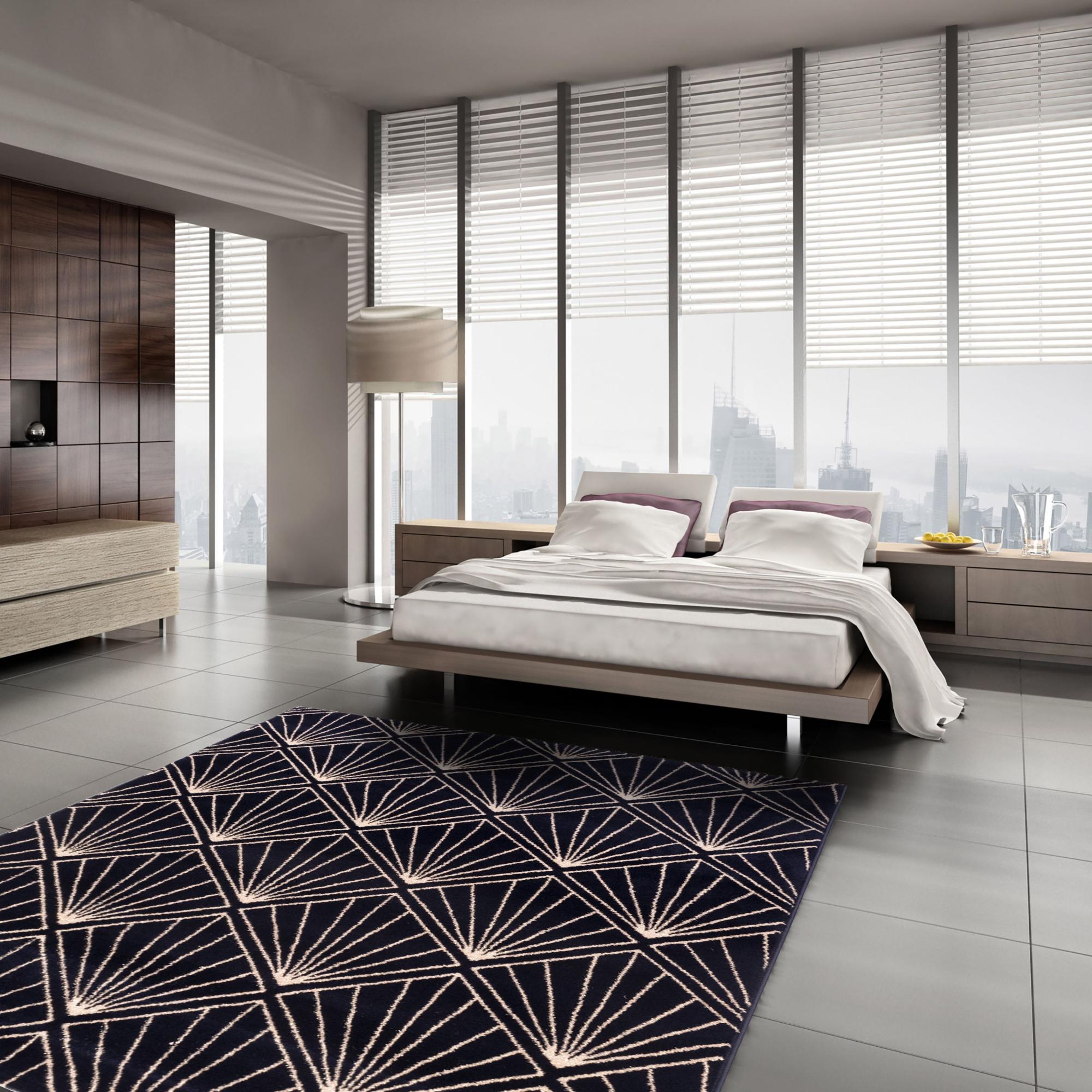 Tapis bleu foncé rectangulaire, l.200 x L.290 cm Luz | Leroy Merlin