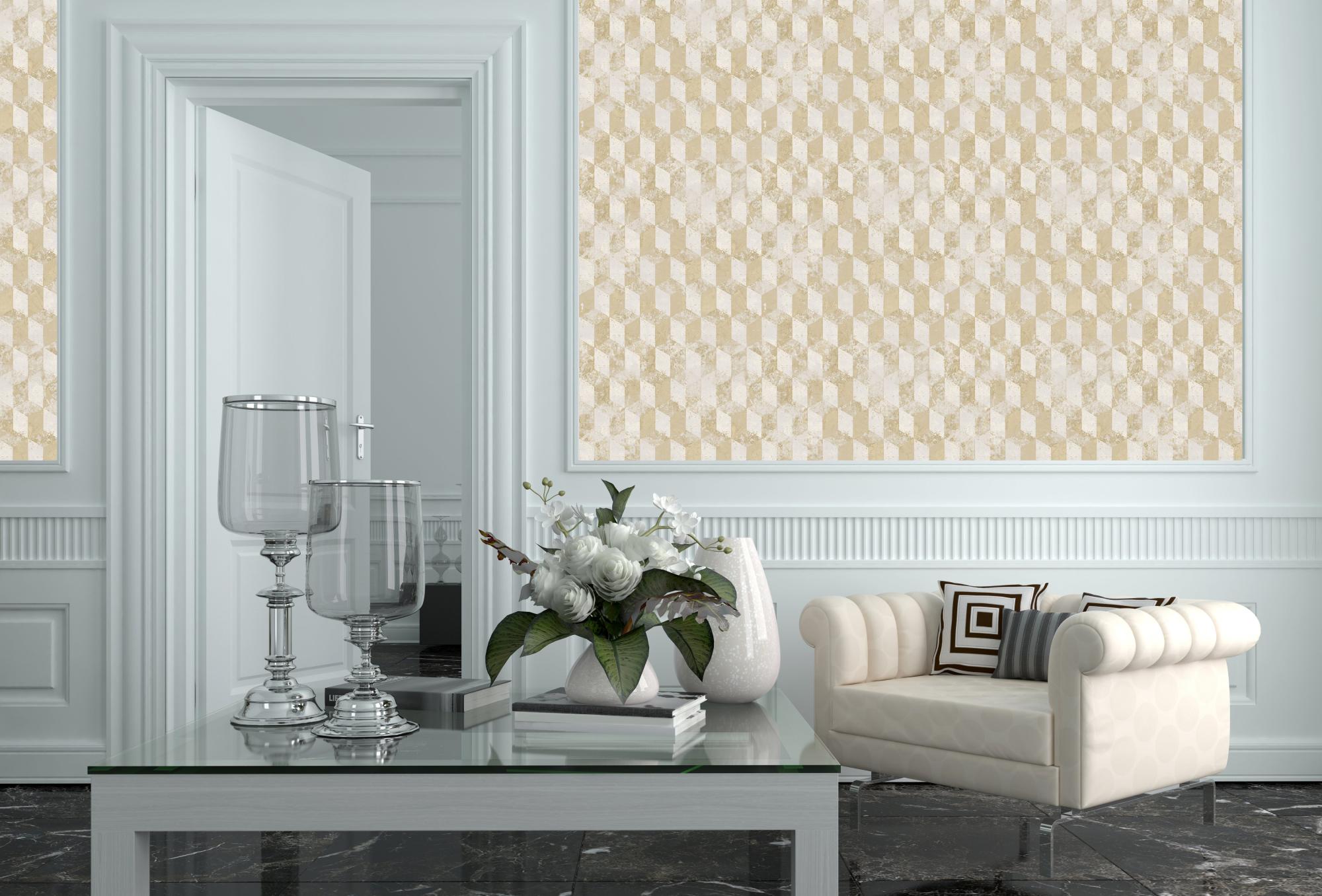 Papier peint Cordoba Géométrique doré | Leroy Merlin