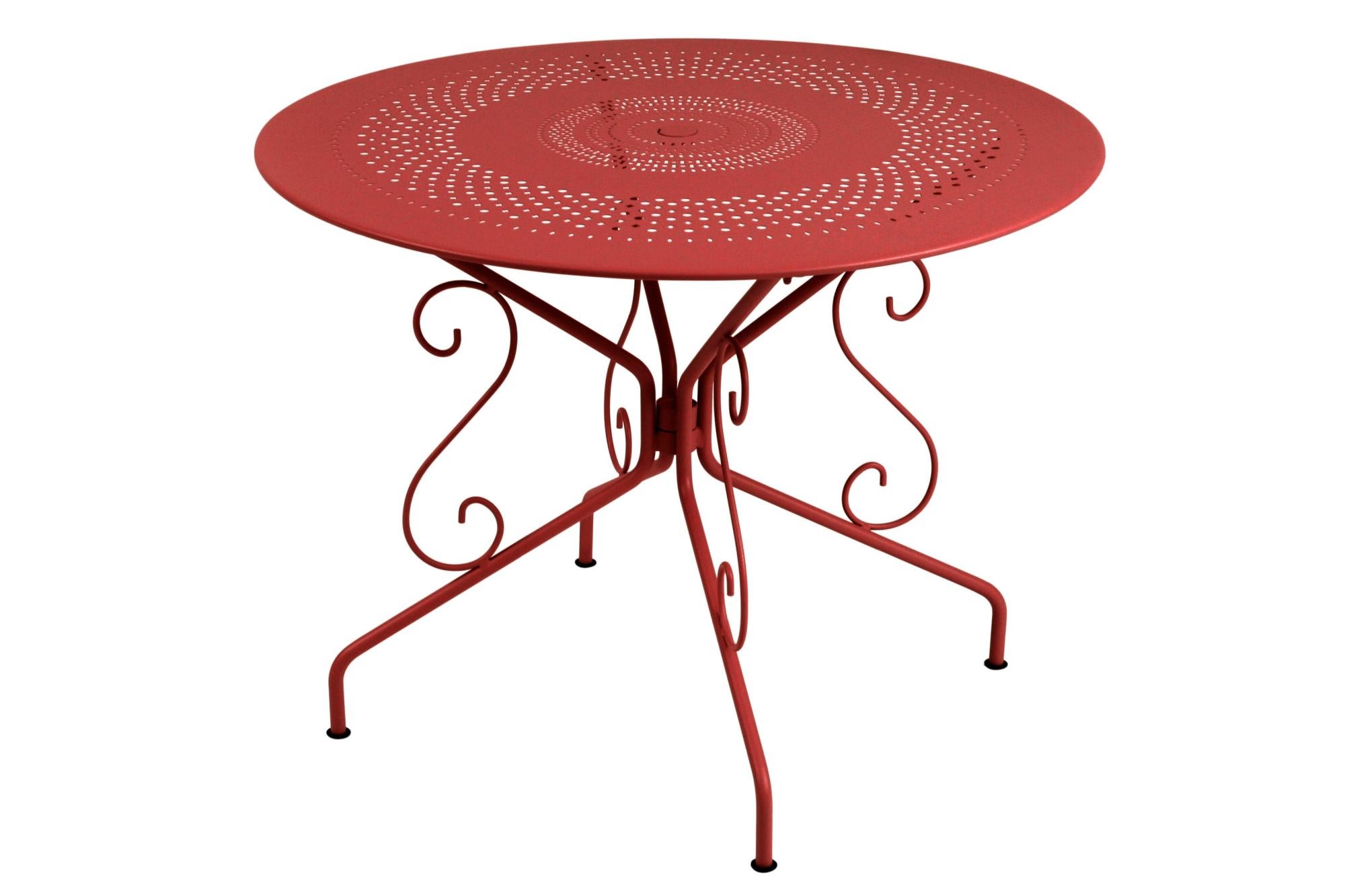 Table de jardin FERMOB Montmartre rond rouge 4 personnes | Leroy Merlin
