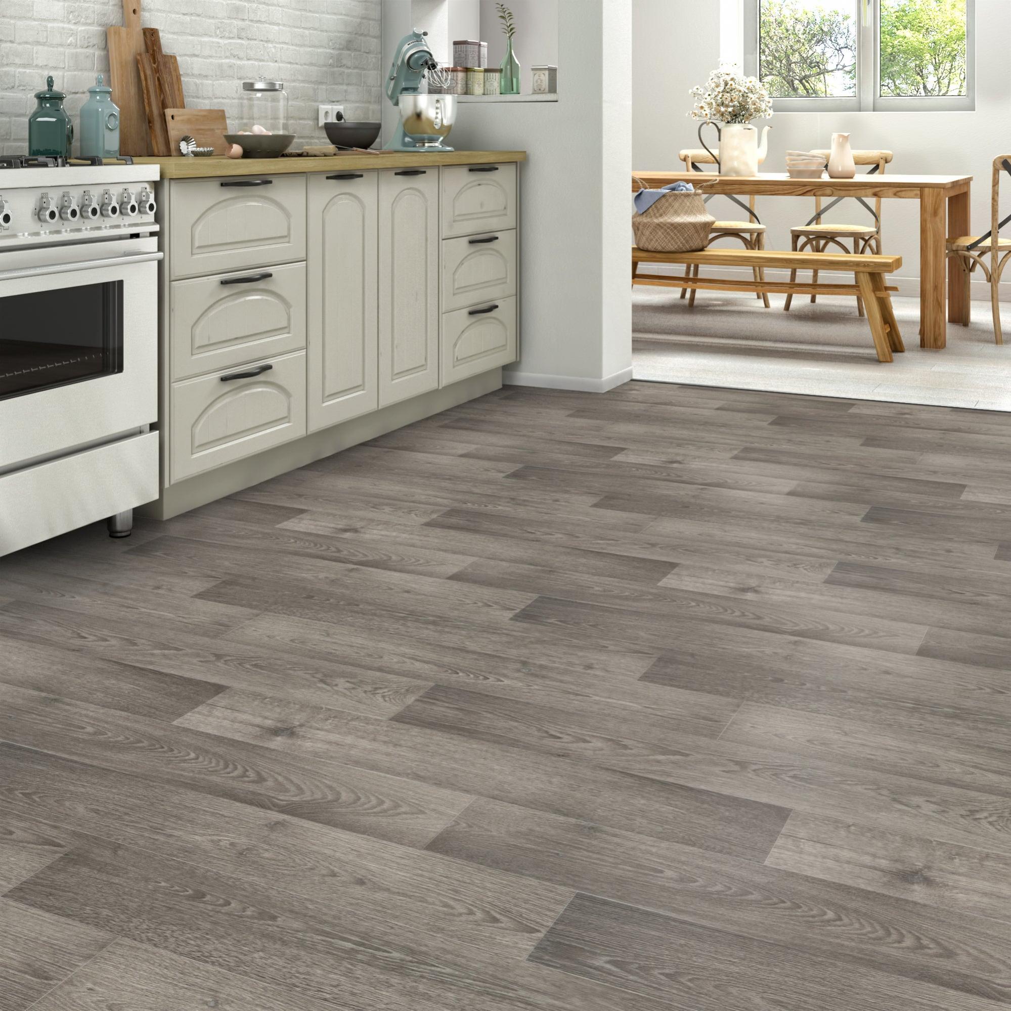 Sol PVC effet parquet gris ardèche Livraison incluse l.4 m | Leroy Merlin