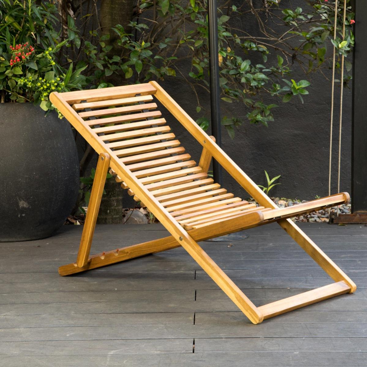 Chilienne de jardin en bois Acacia fsc couleur teck | Leroy Merlin