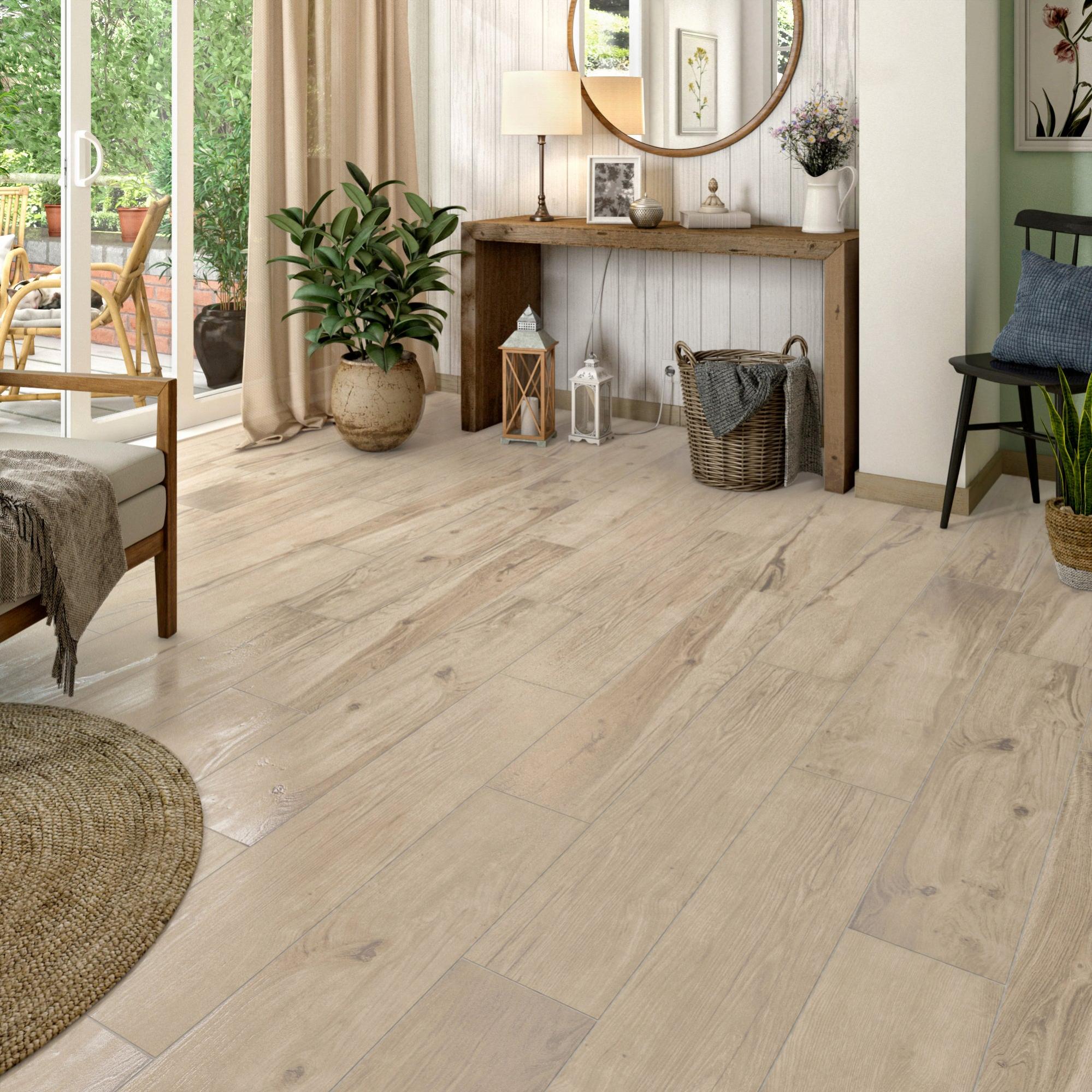 Carrelage effet bois gris clair Flore l.20.5 x L.100 cm | Leroy Merlin