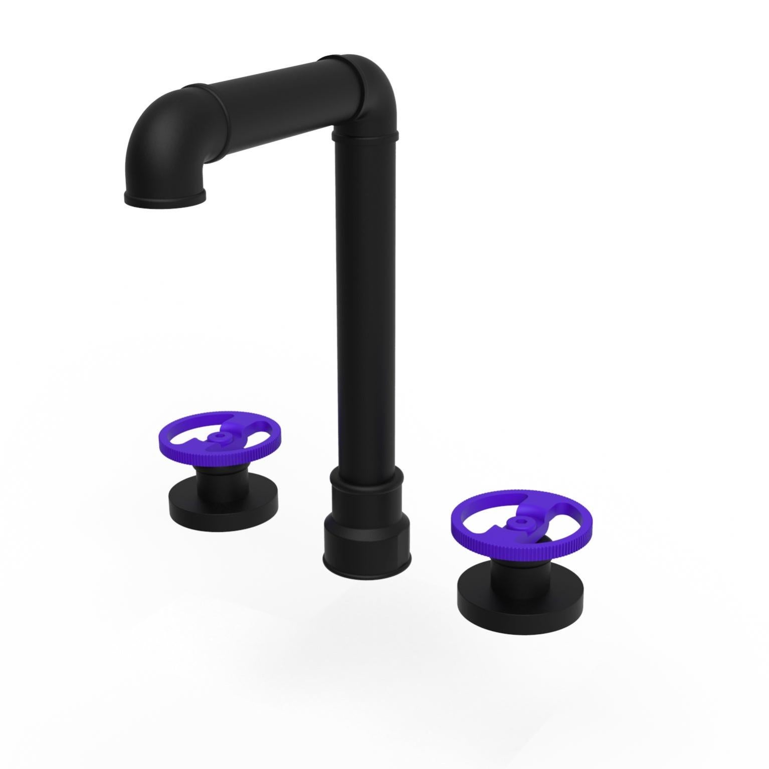 Mélangeur de lavabo noir et violet mat, MARTI 1921 Pompier 3 éléments ...