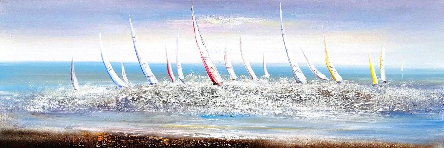 Toile peinte Bord de mer 4, multicolore l.120 x H.40 cm | Leroy Merlin