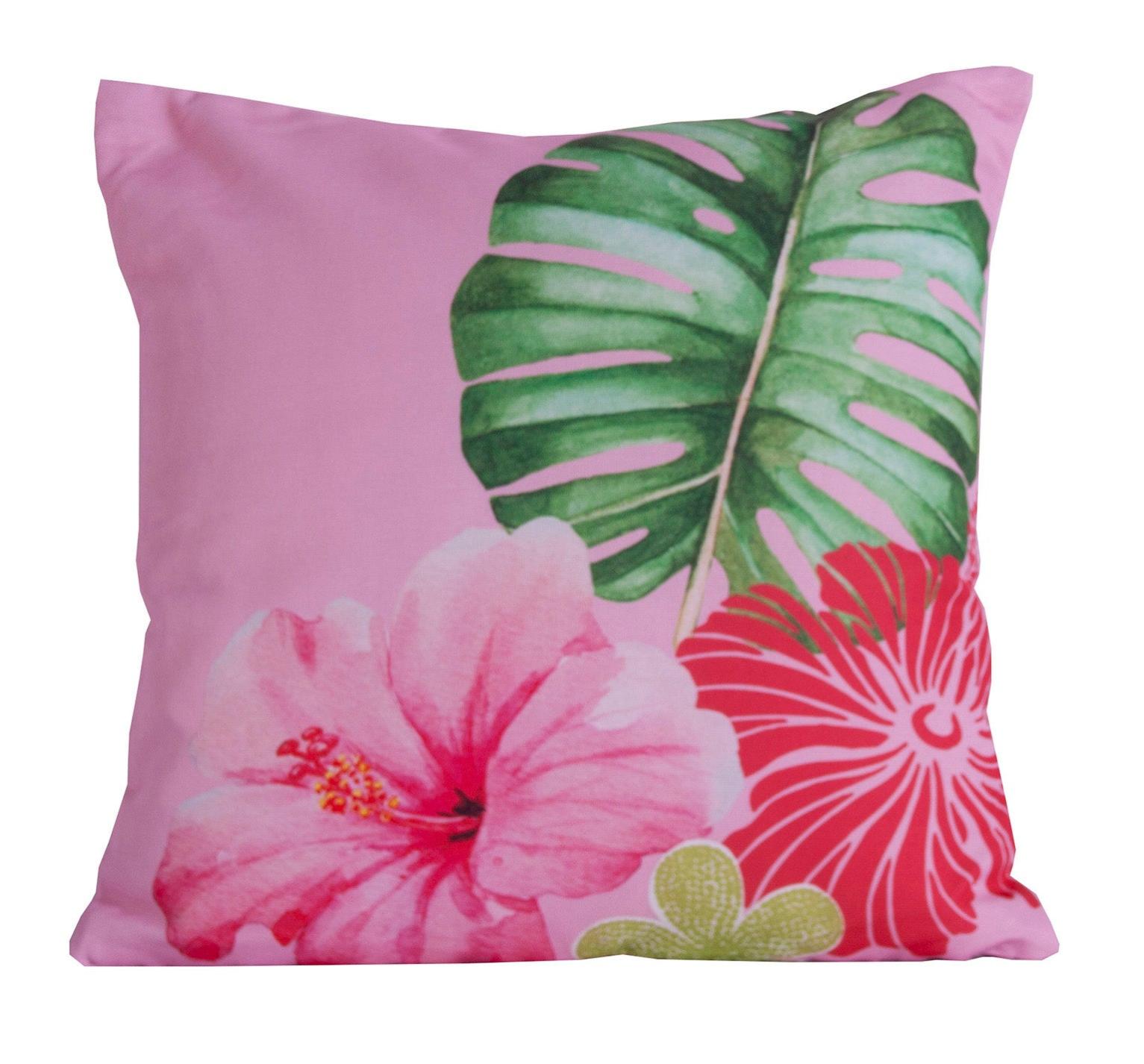 Coussin Java Fleur tropicale, rose/vert l.40 x H.40 cm | Leroy Merlin