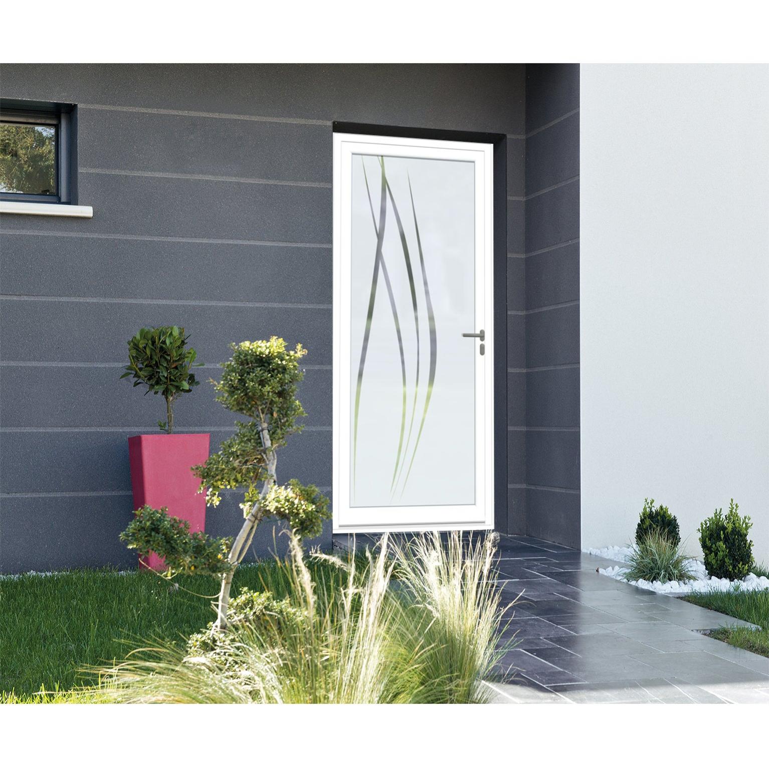 Porte d'entrée Alu Limbe H.215 x l.90 cm vitrée blanc, poussant gauche ...