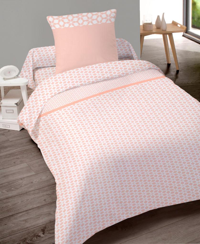 Parure de lit coton, l.140 x L.200 cm, Albi rose | Leroy Merlin