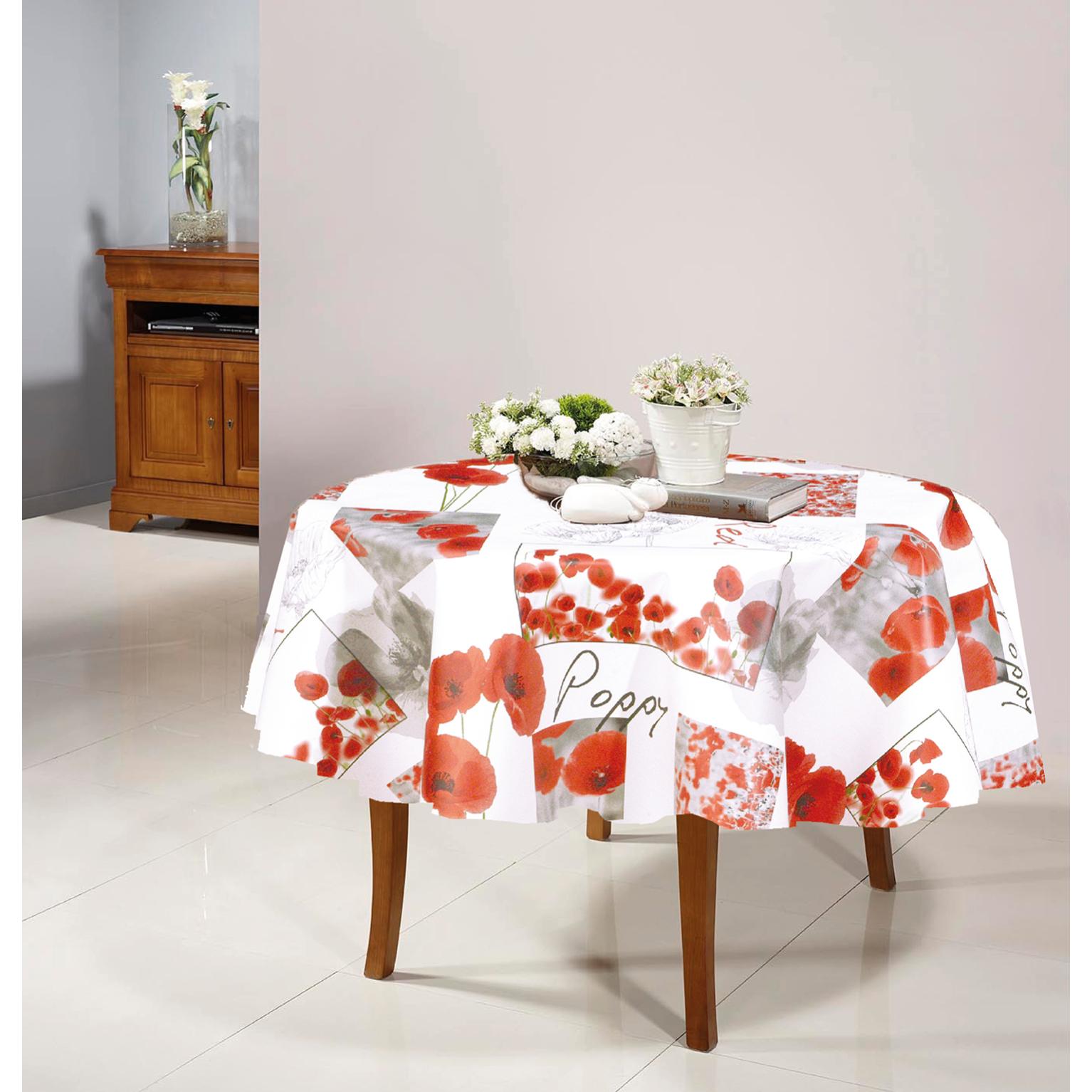 Toile cirée rond pvc antitâche rouge Poppy | Leroy Merlin