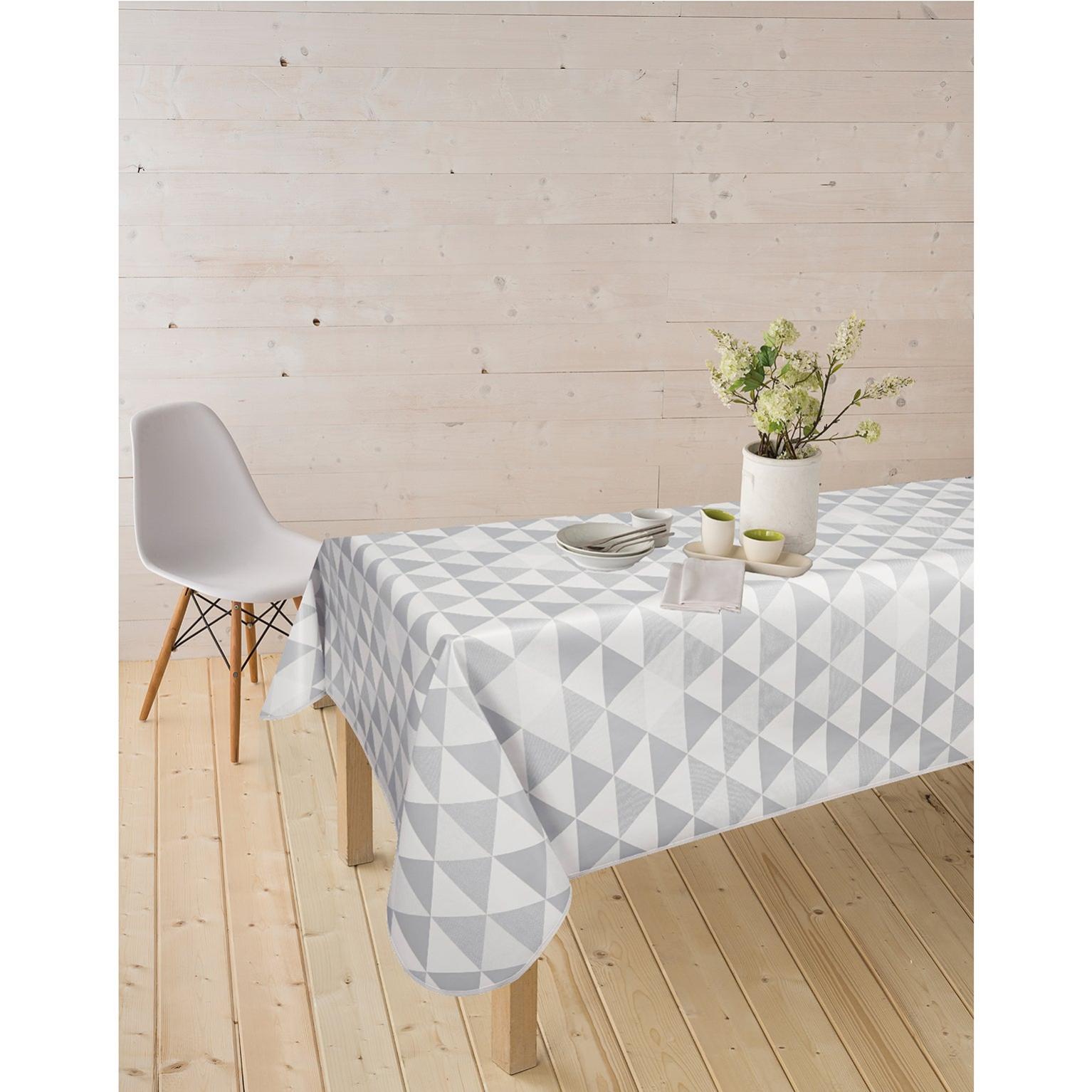Toile Cirée Rectangulaire L 140 X L 250 Cm Pvc Antitâche Argent Thales