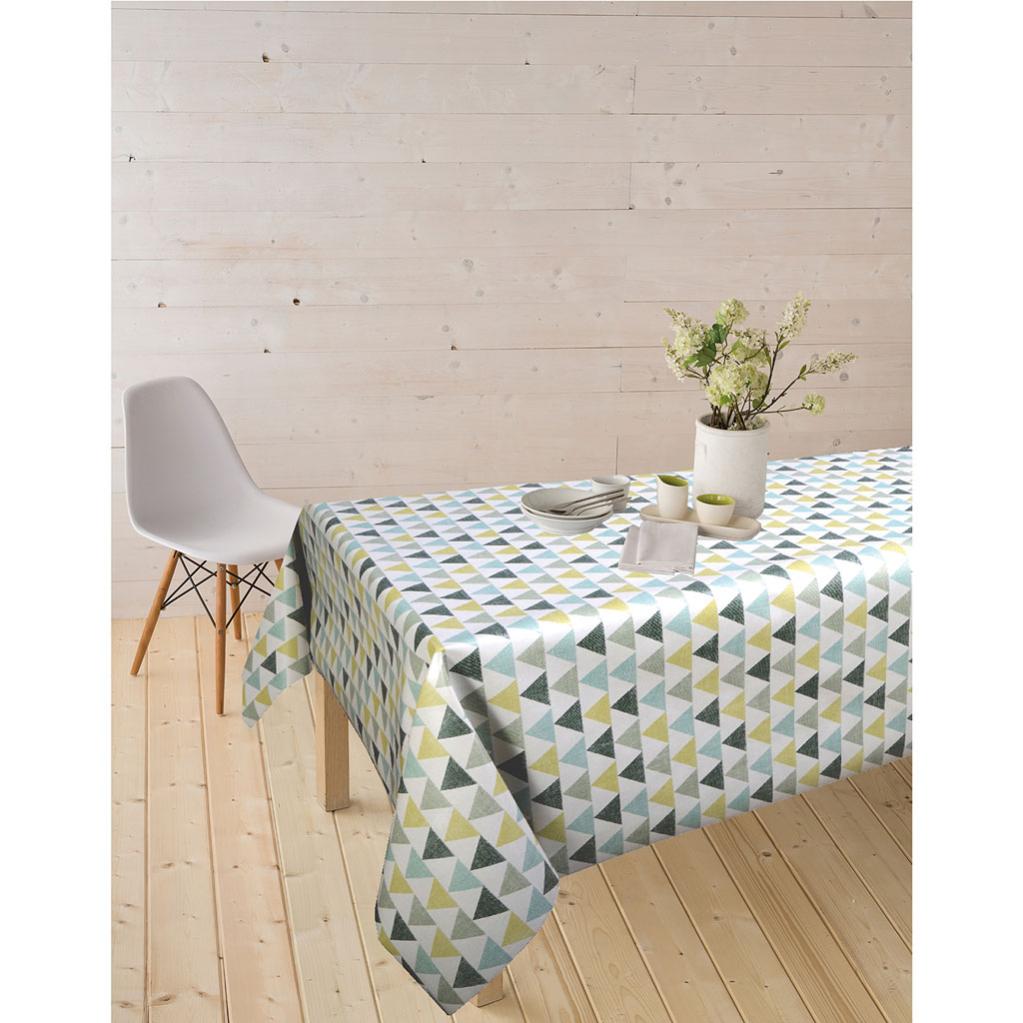 Toile Cirée Rectangulaire L 140 X L 200 Cm Pvc Antitâche Vert Pyra