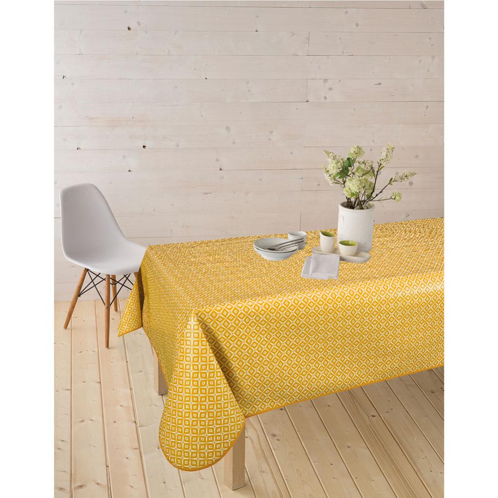 Toile cirée rectangulaire l.140 x L.250 cm, pvc antitâche moutarde ...