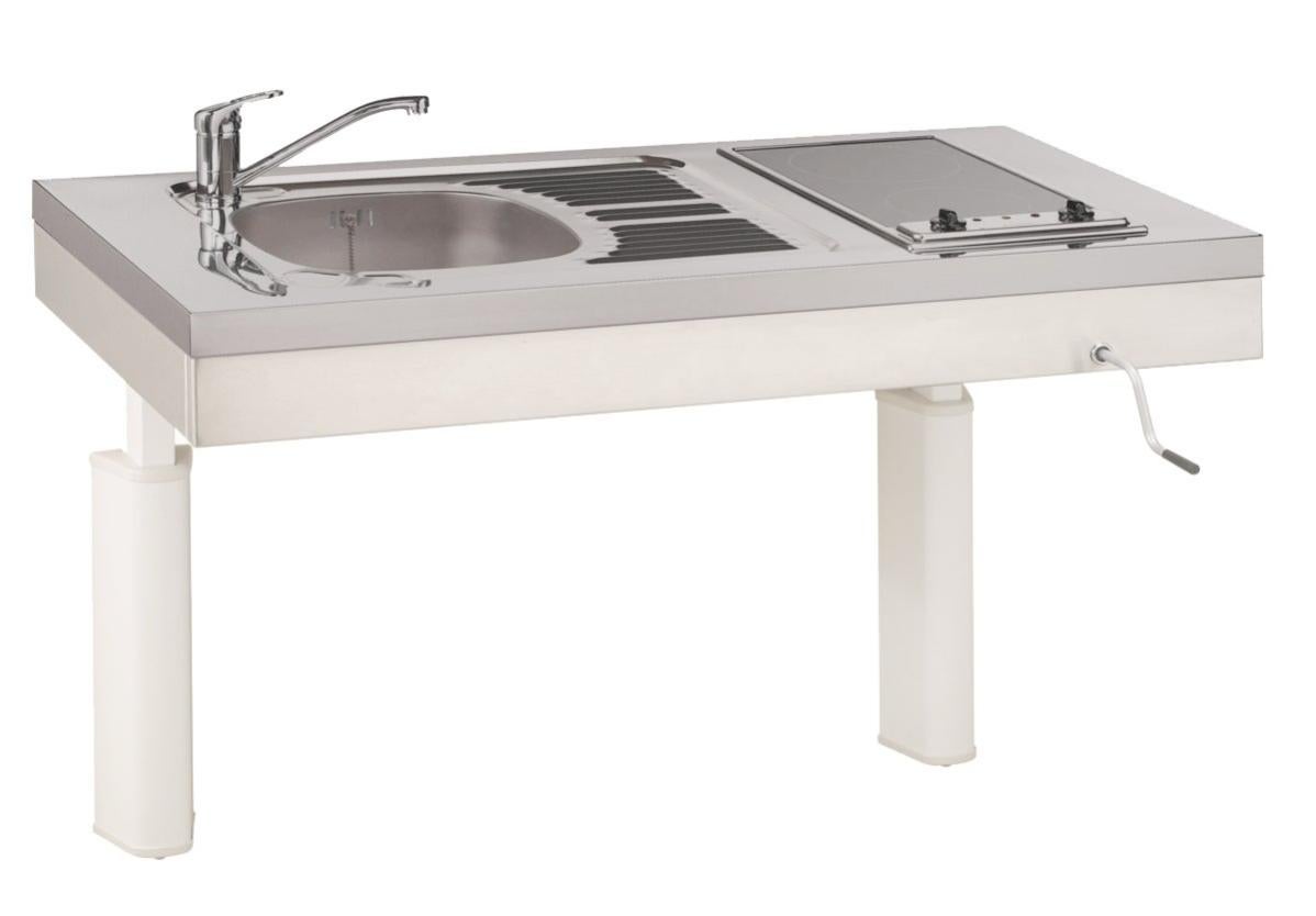 Kitchenette PMR murale à hauteur variable,manuelle,1 cuve,induction ...