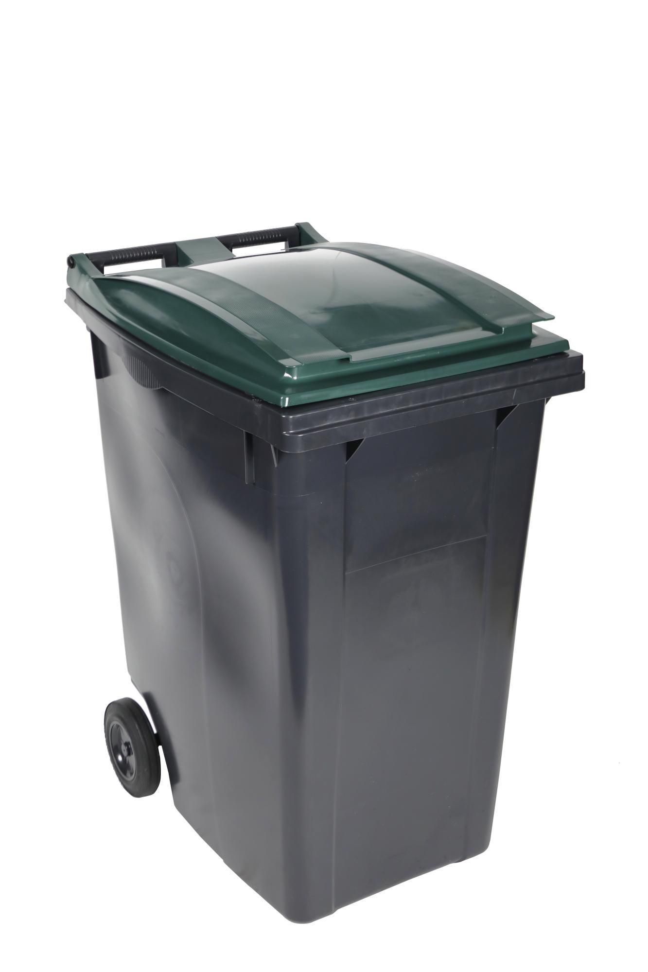 Poubelle de rue SULO 360 l sur 2 roues avec couvercle, gris anthracite ...