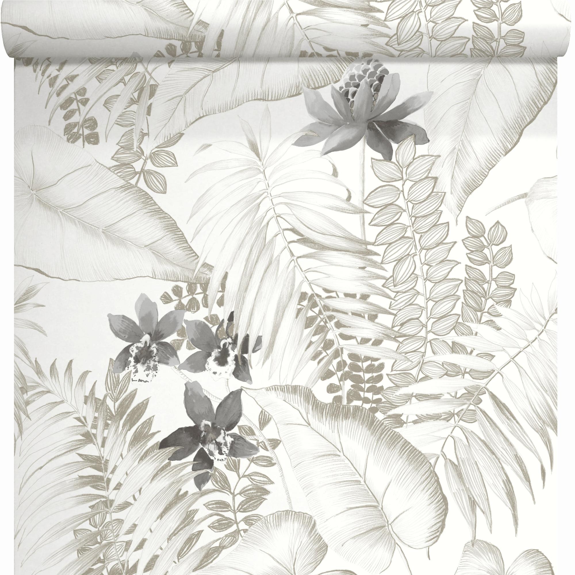 Papier peint intissé FRAGRANCE Fleurs Tropiques gris | Leroy Merlin