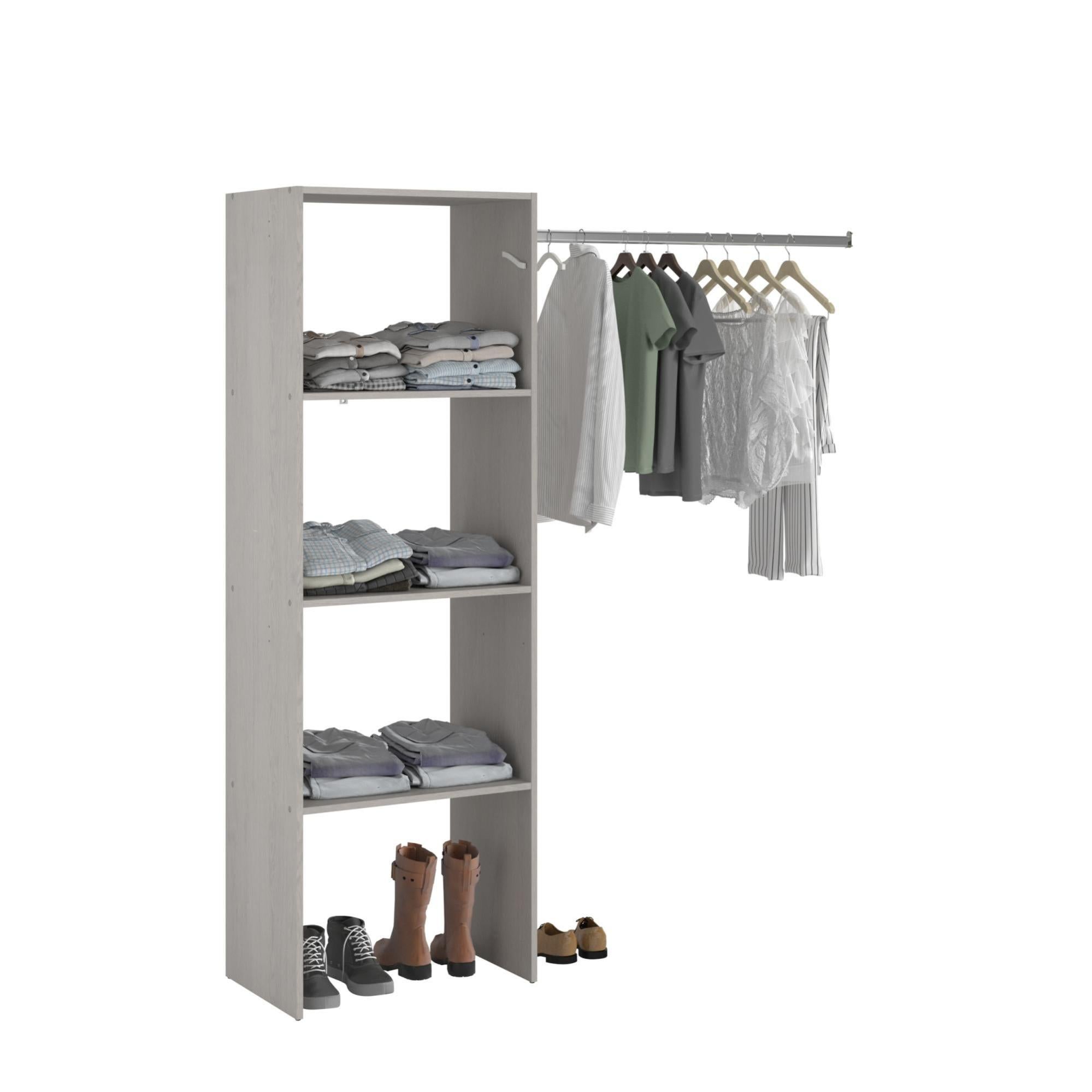 Kit dressing colonne et penderie EKIPA frêne gris H.180 x l.38 x P.38 ...