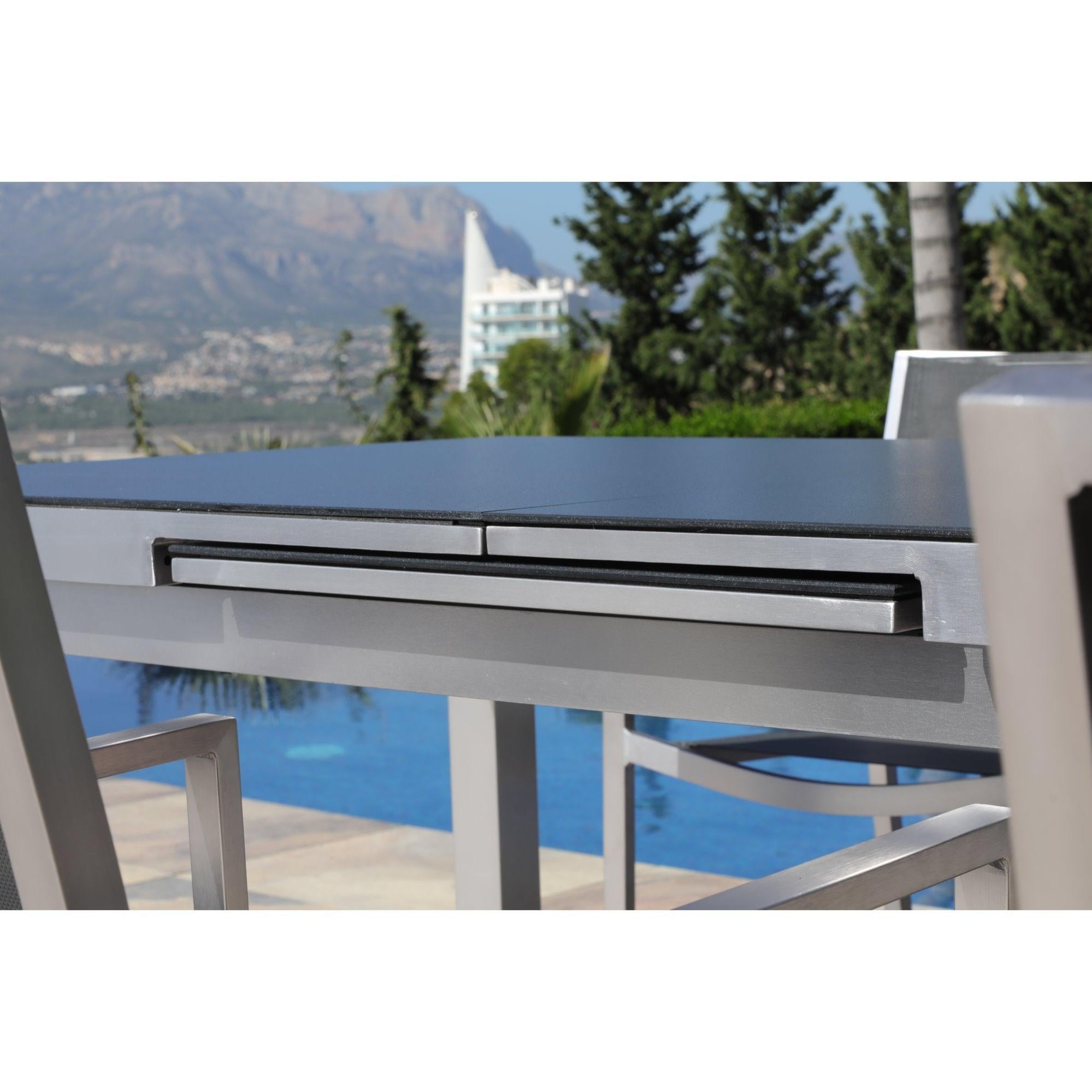 Salon de jardin Allonge automatique aluminium finition inox, 6 ...