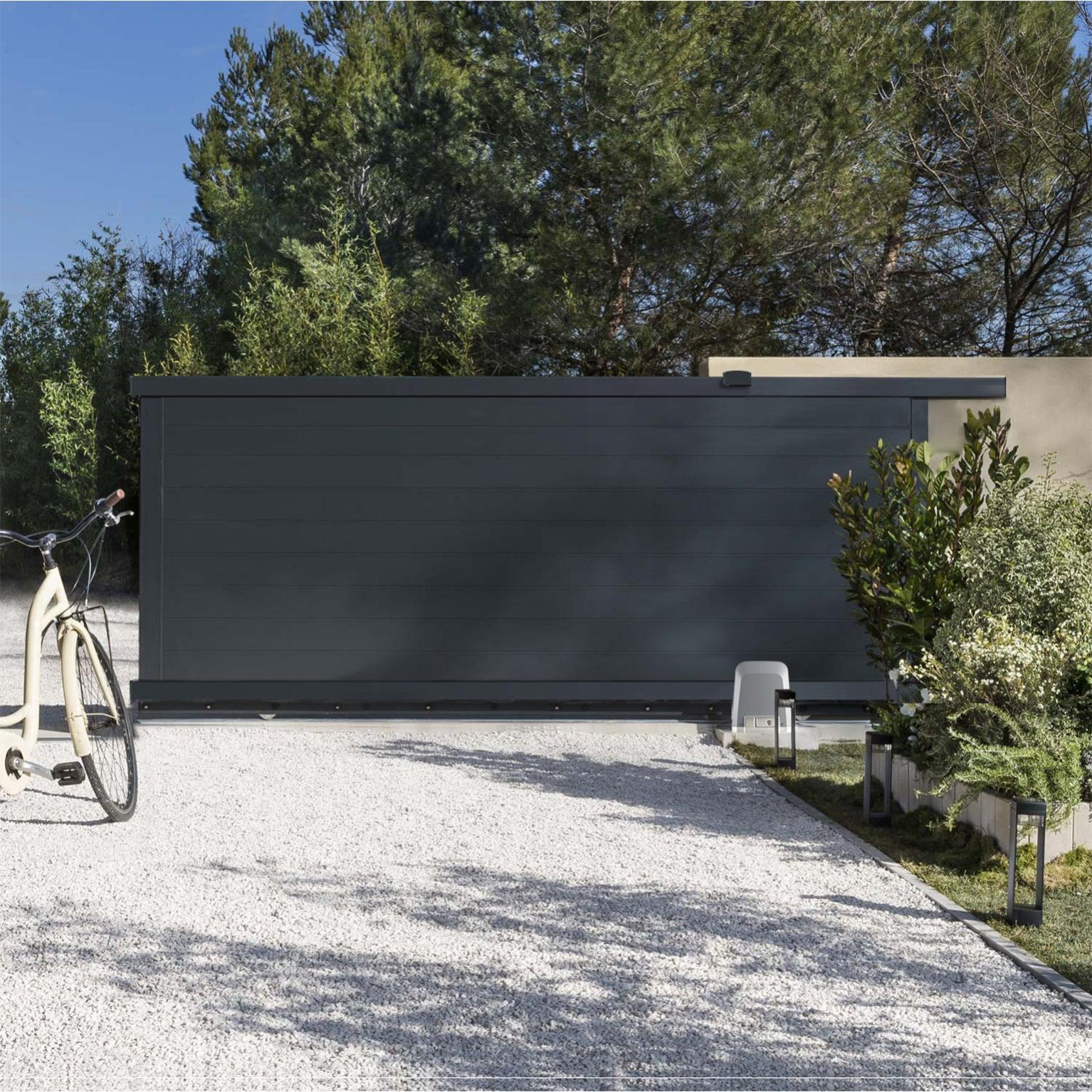 Portail coulissant motorisé aluminium gris anthracite, Klos up! l.350 x ...