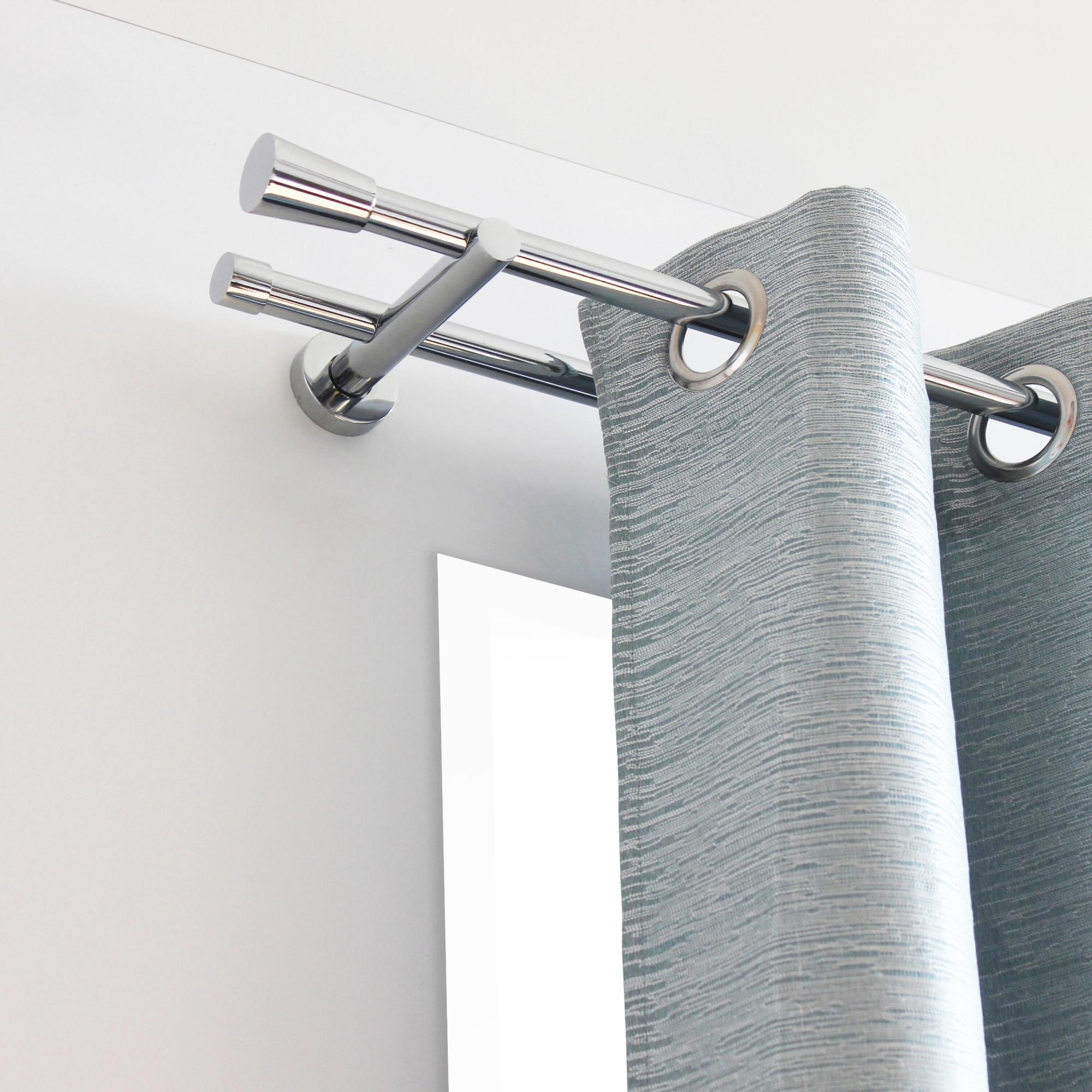 Lot de 2 supports doubles tringle à rideau Vic shiny, 20 mm argent mat ...