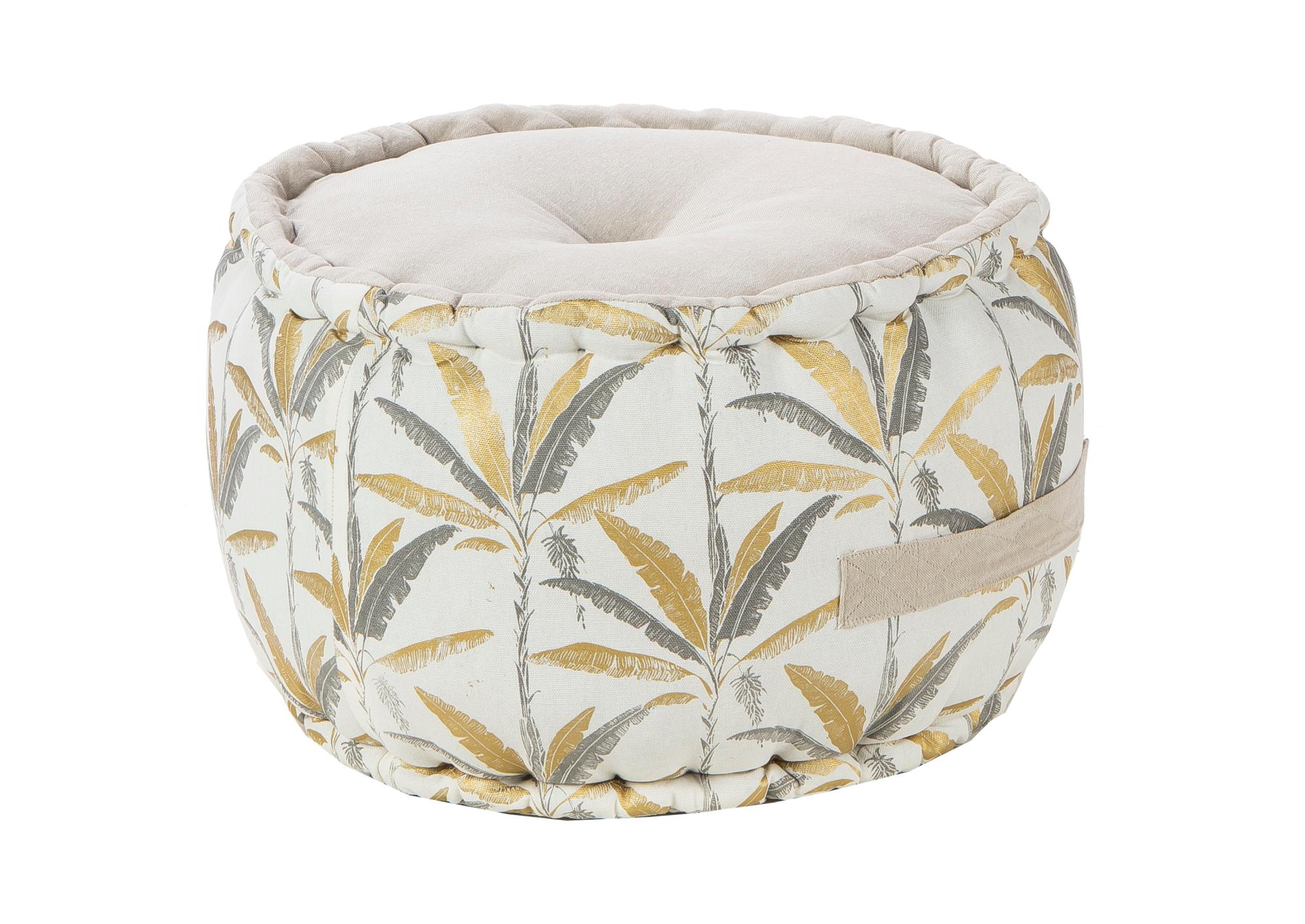 Pouf d'intérieur de sol blanc / gris Imprimé savana, D.40 x H.30 cm ...