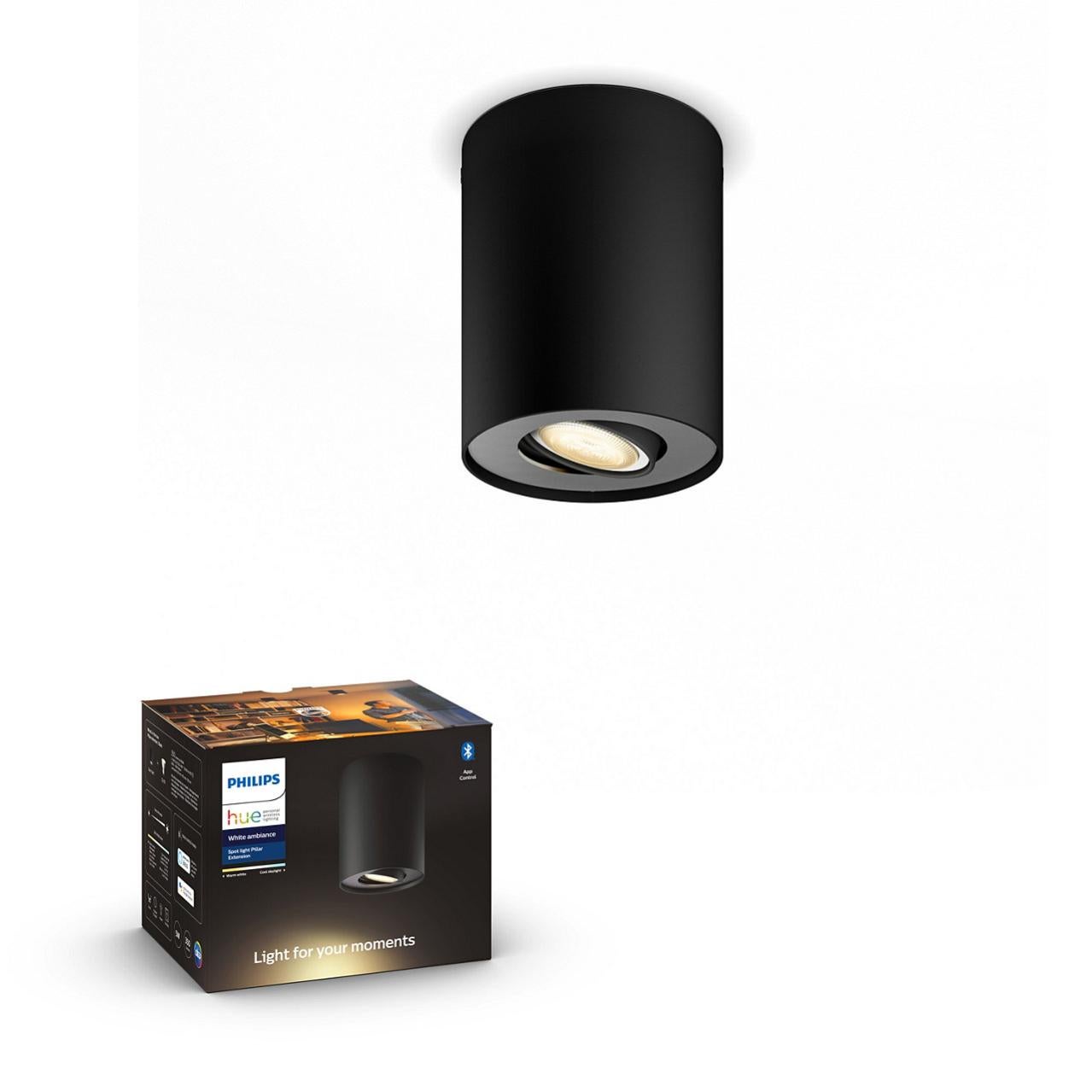 Extension pour kit spot gu10, design, métal noir, PHILIPS HUE Pillar ...