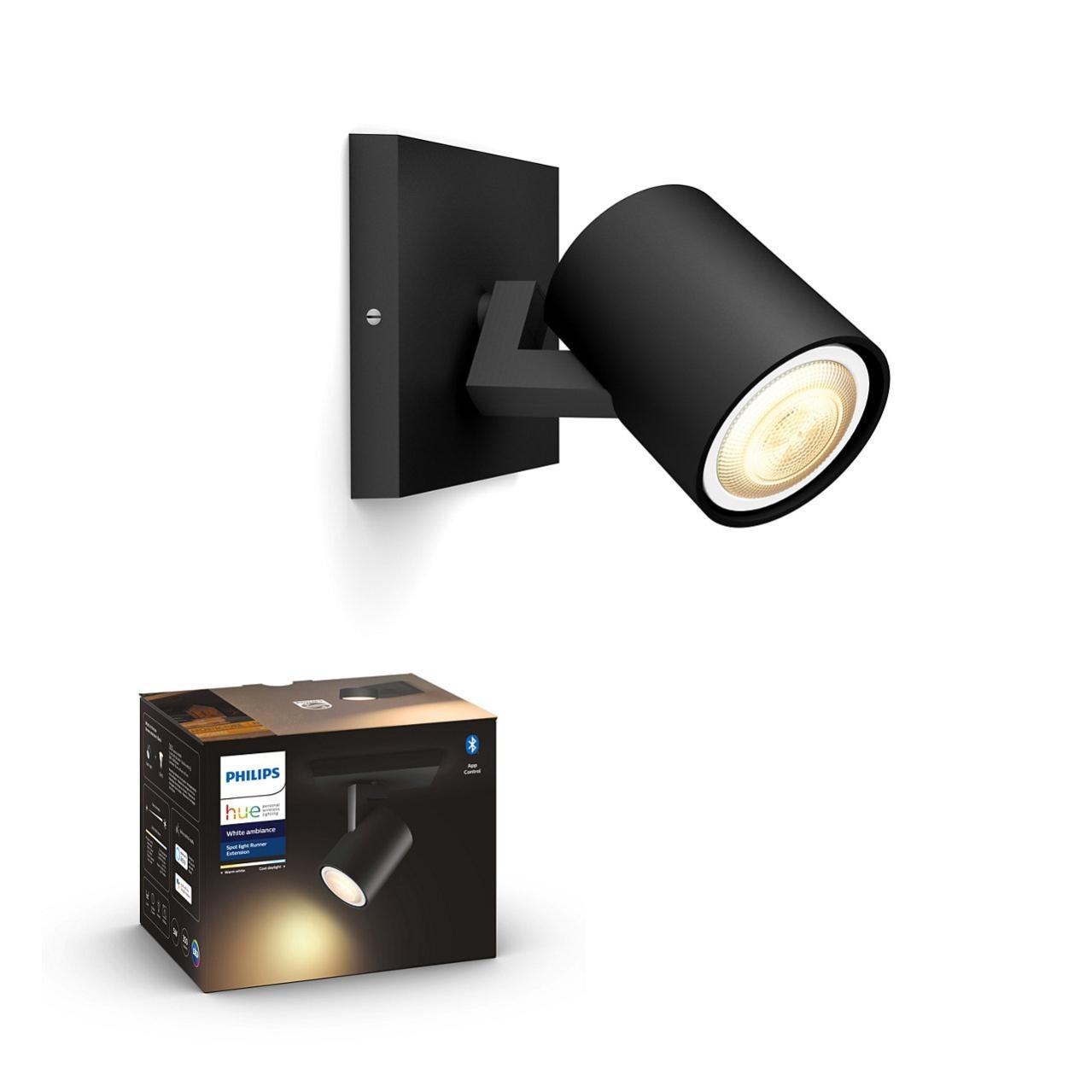 Extension pour kit spot gu10, design, métal noir, PHILIPS HUE Runner ...