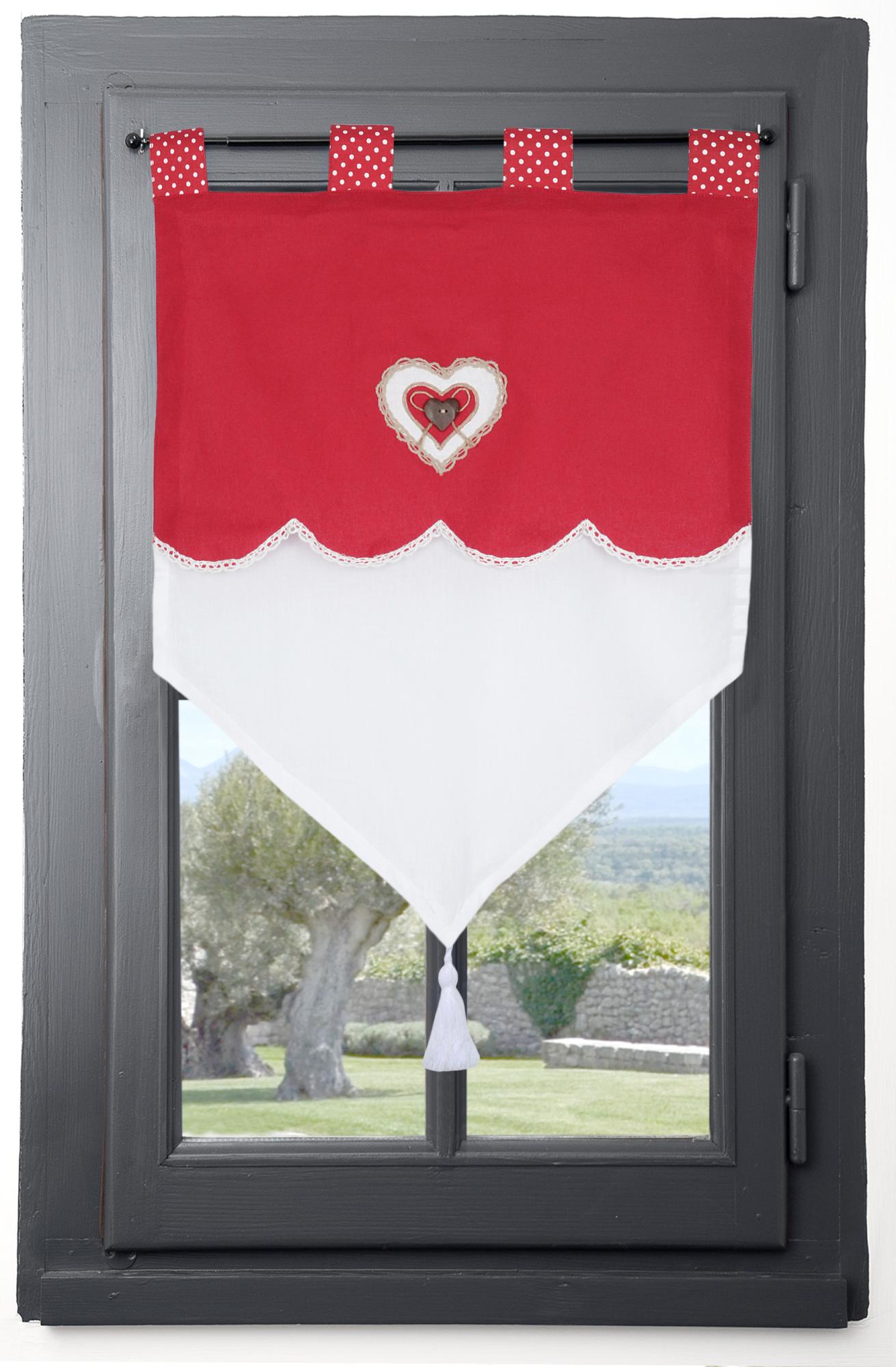 Brise-bise tamisant, coton, Lyna rouge l.45 x H.60 cm | Leroy Merlin