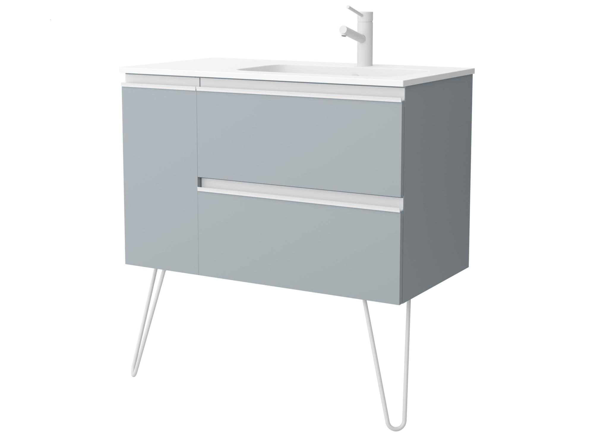 Meuble simple vasque, 1p/2t l.85 x H.54 x P.45 cm, bleu, Diana | Leroy ...