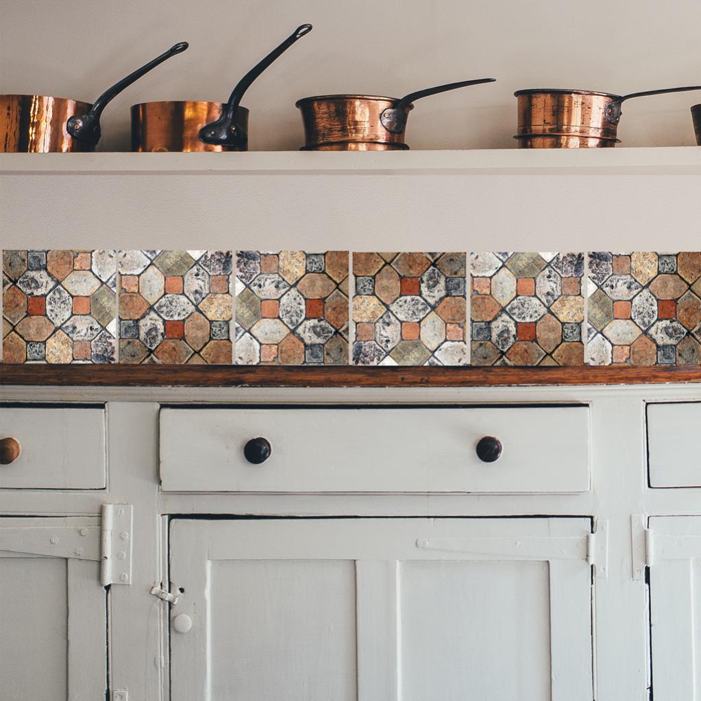 6 Stickers adhésifs Heidel, marron, 15 cm x 15 cm | Leroy Merlin